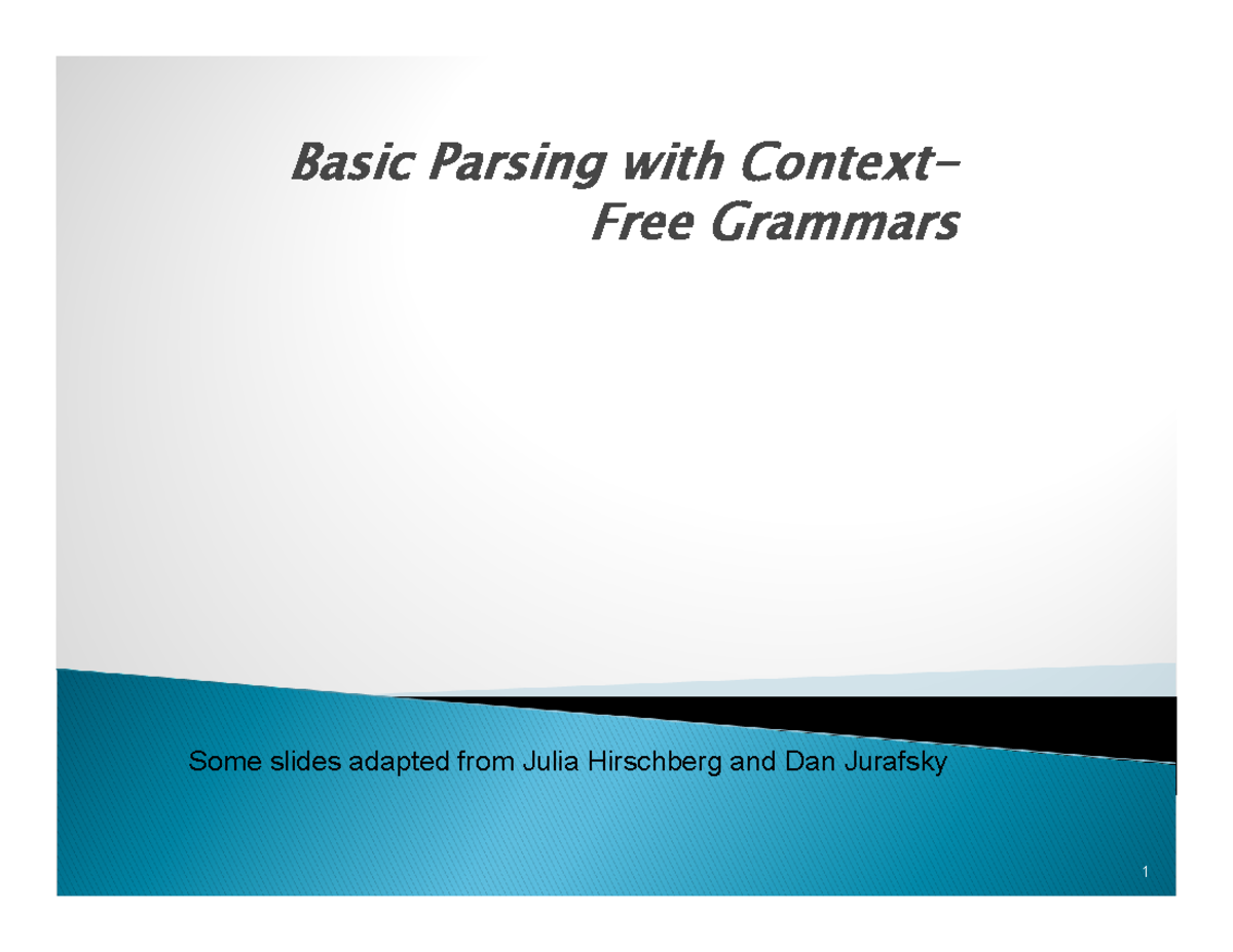 Cfg-parsing - Ghhh - Basic Parsing with Context- Free Grammars Some slides adapted from Julia ...