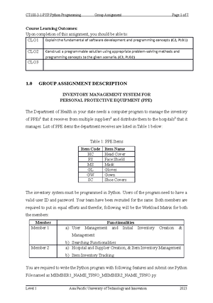 Programming with Python assignment - GROUP ASSIGNMENT TECHNOLOGY PARK ...