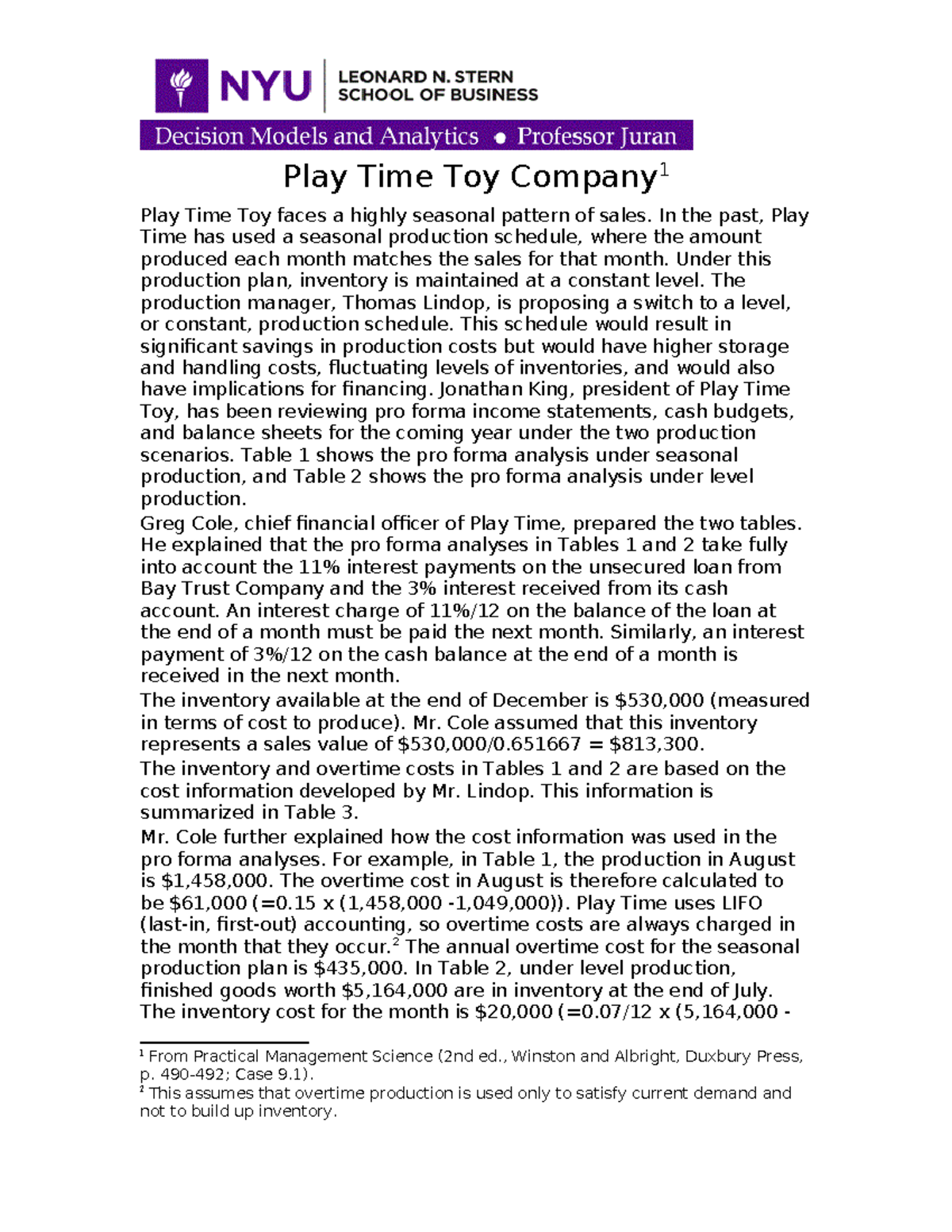 Play time toys - Play Time Toy Company 1 Play Time Toy faces a highly ...