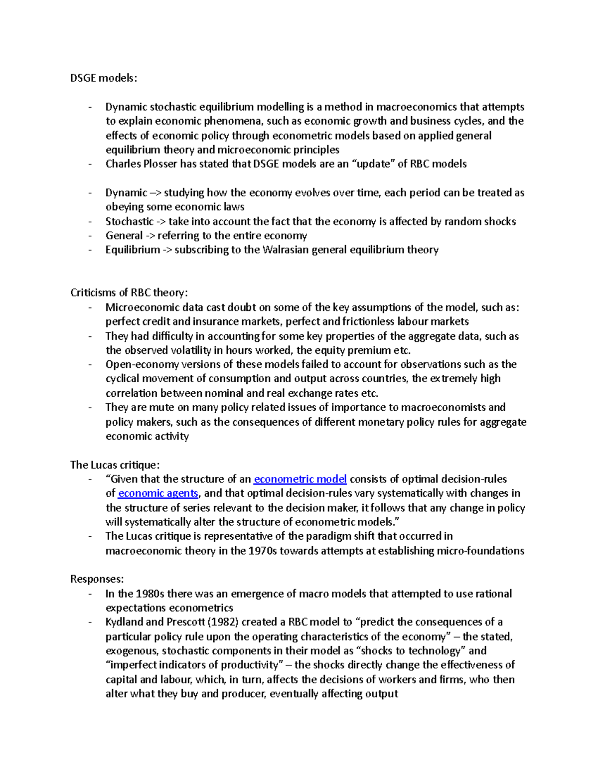 DSGE-models - DSGE MODEL NOTES - DSGE models: Dynamic stochasic ...