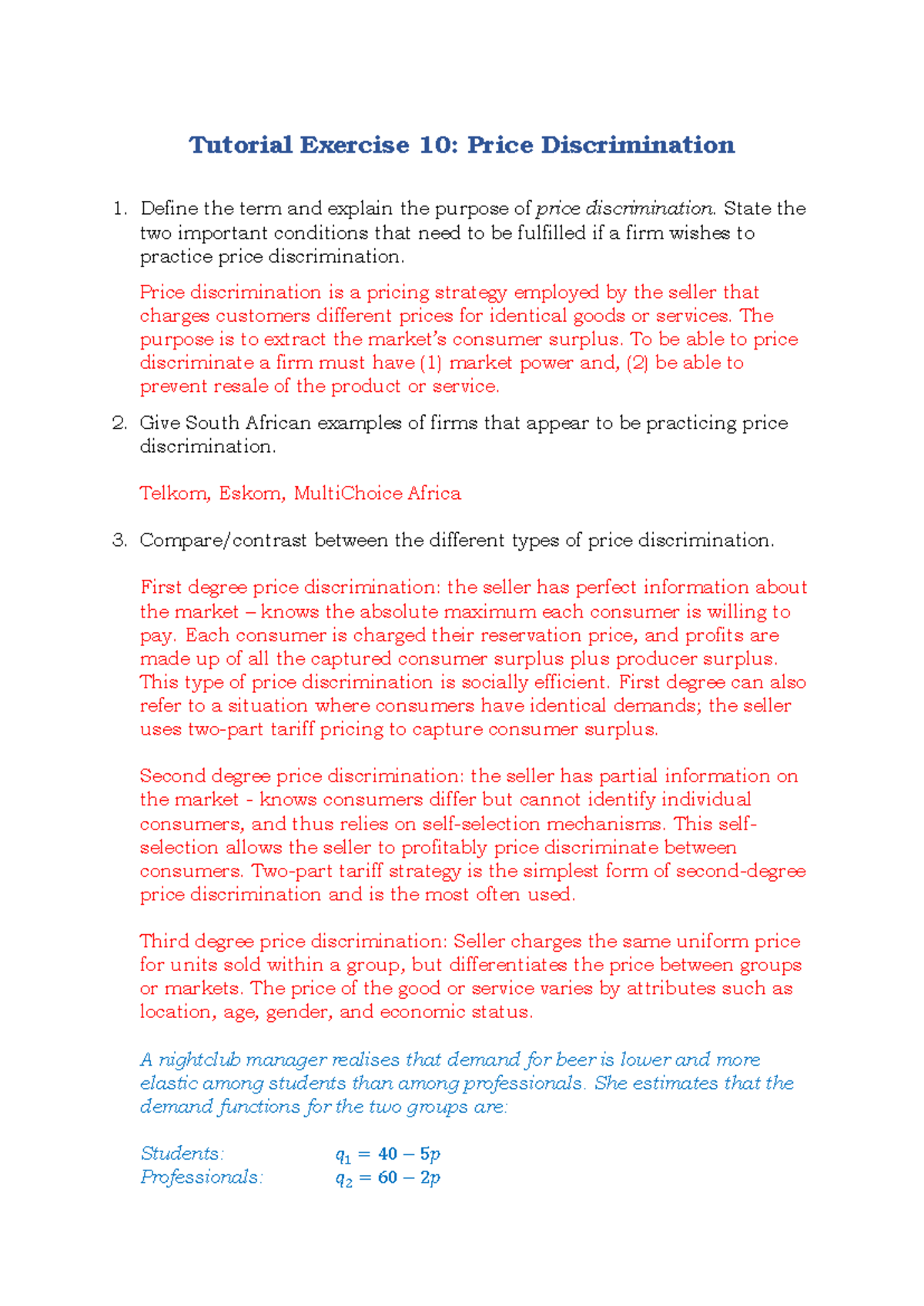 Tutorial Exercise 10 ss - State the two important conditions that need ...