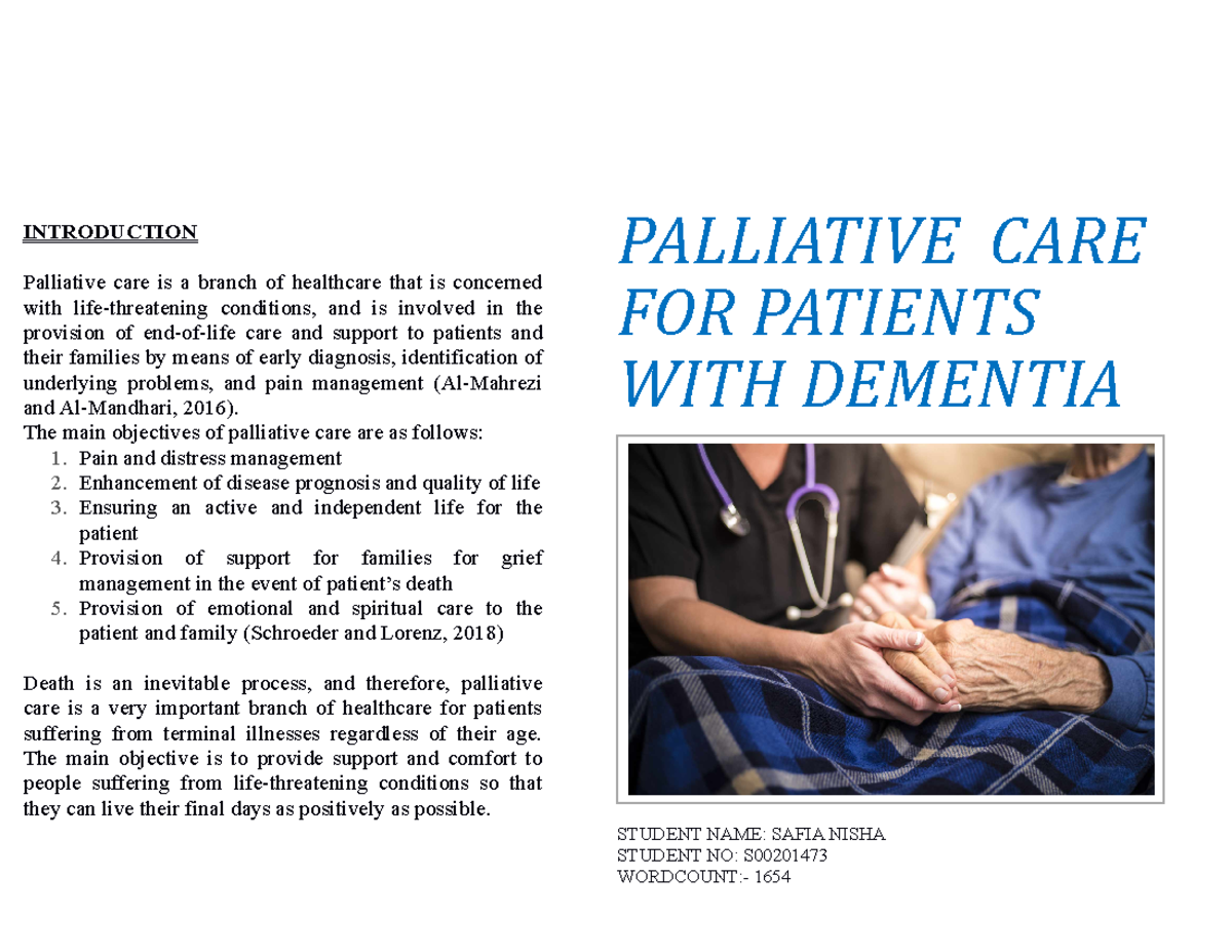 Palliative care assignment 1 - INTRODUCTION Palliative care is a branch ...