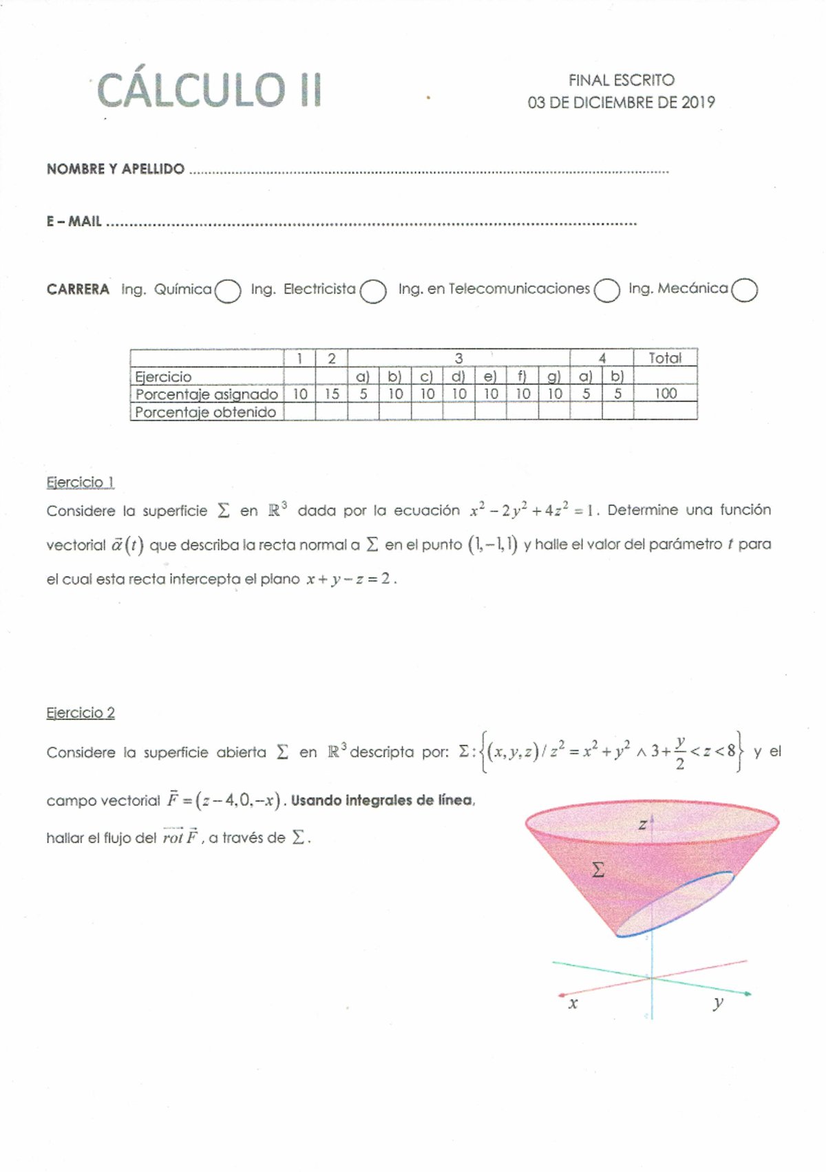 Final Cálculo II Diciembre 2019 - Calculo II - Studocu