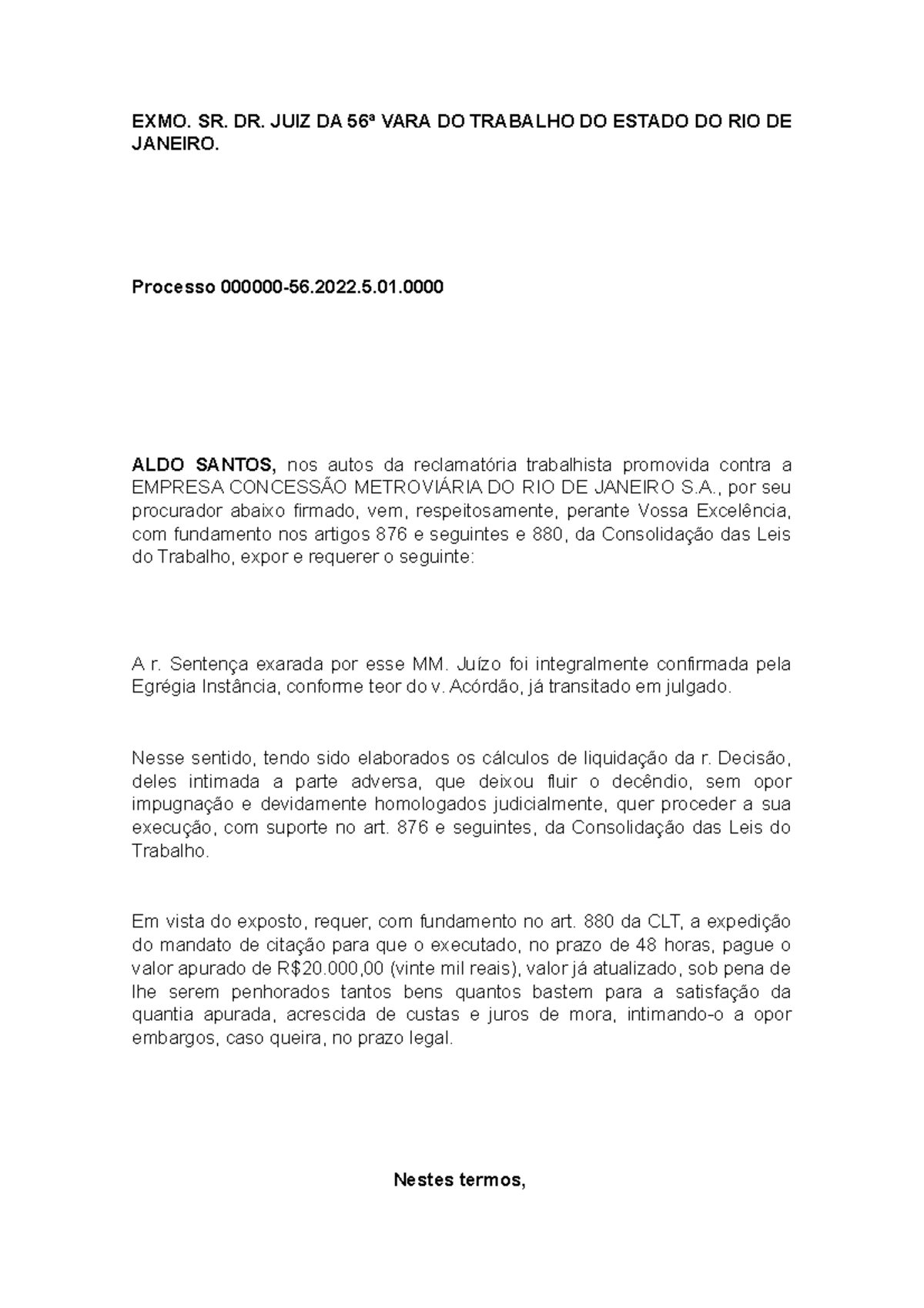 Maria Isabel LIMA Campos 2018 01280193 exe trabalhista - EXMO. SR. DR ...
