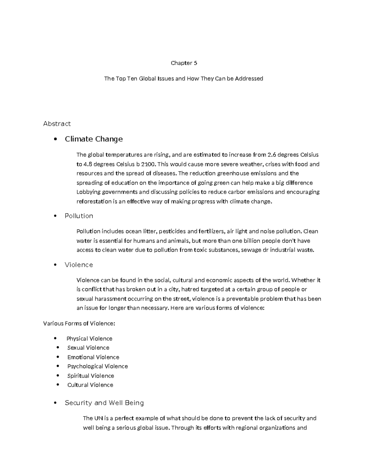 Chapter 5 WPS Office - Learn - Chapter 5 The Top Ten Global Issues and ...