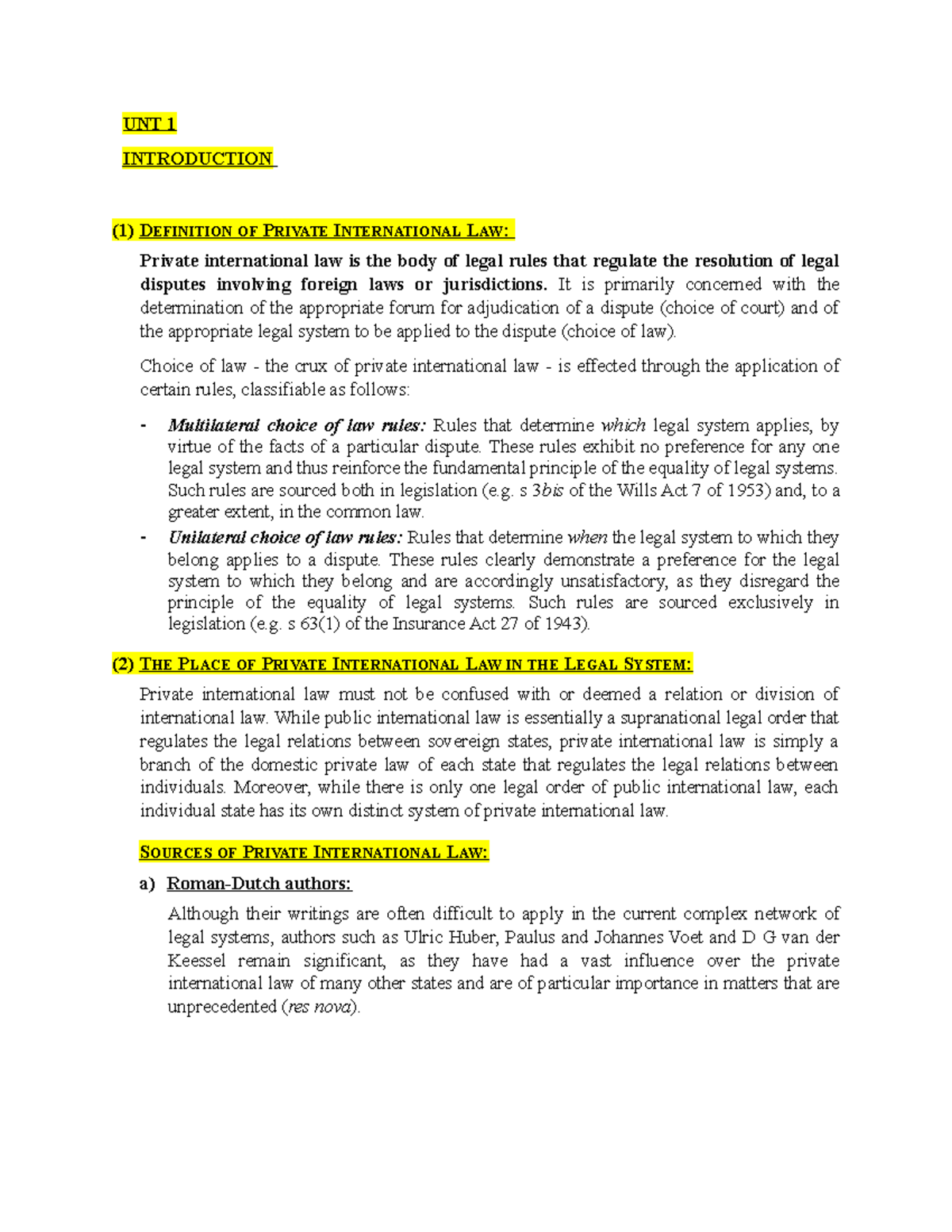 PIL notes - exam-1 - UNT 1 INTRODUCTION (1)DEFINITION OF PRIVATE ...