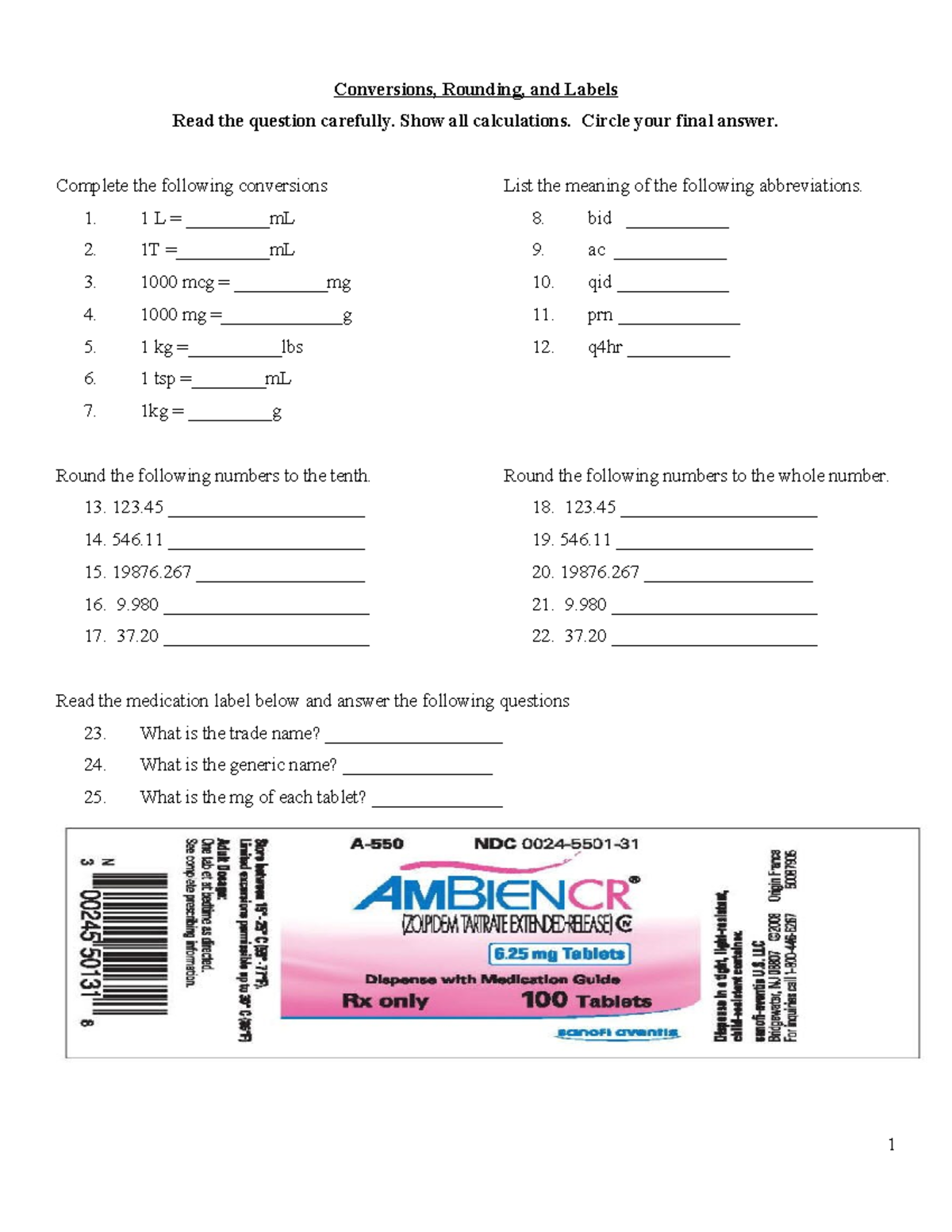 Conversions, Rounding, Labels-4-1-1 - Conversions, Rounding, and Labels ...