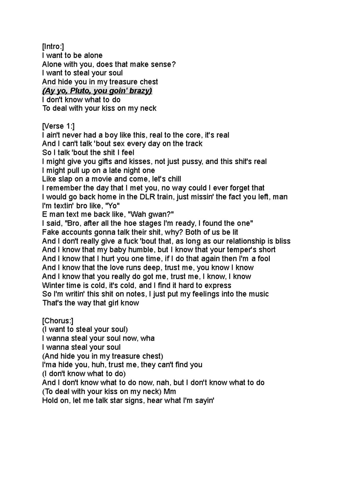 Intro - lyrics van het liedje 'Alone' zodat die makkelijker in te ...