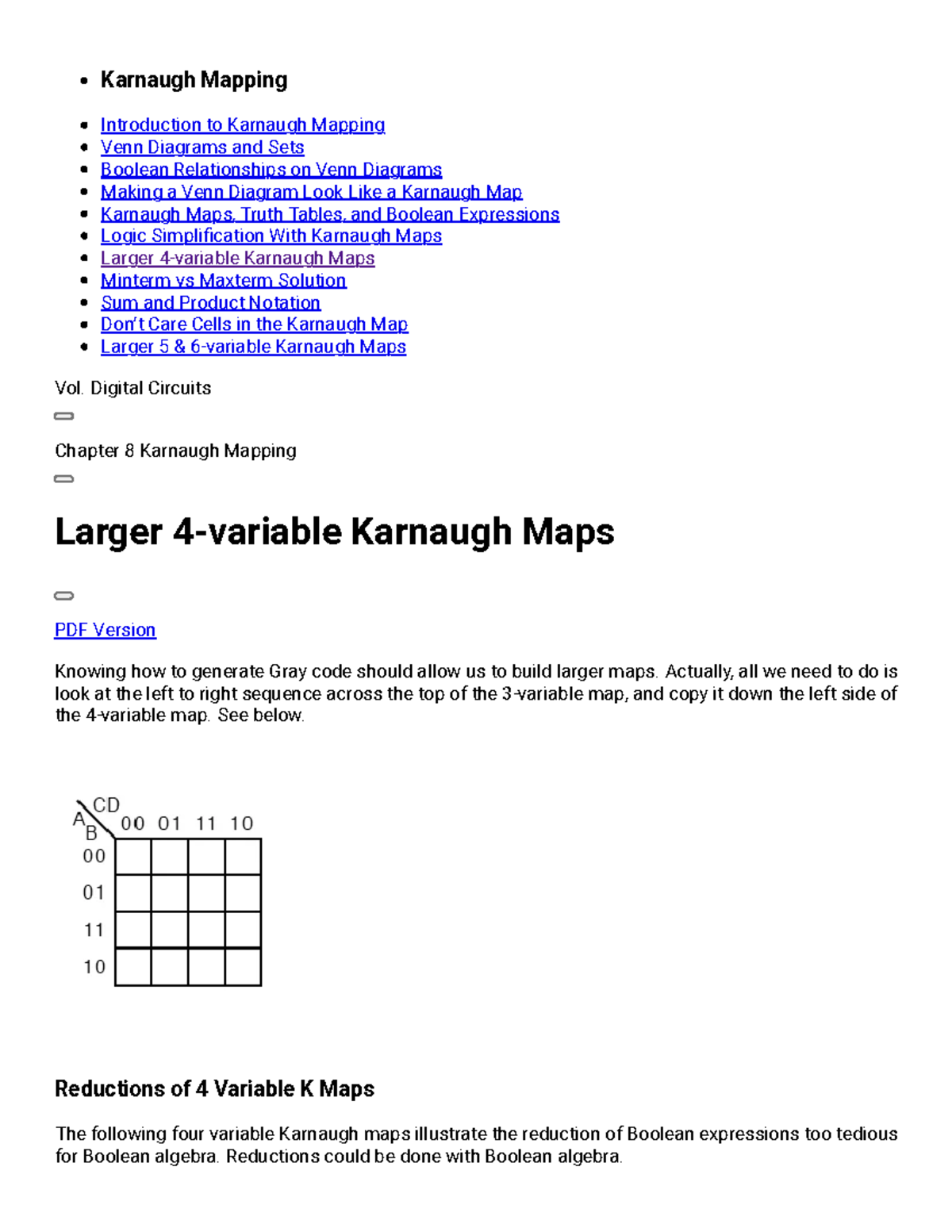 Larger 4 Variable Karnaugh Maps Karnaugh Mapping Electronics Textbook