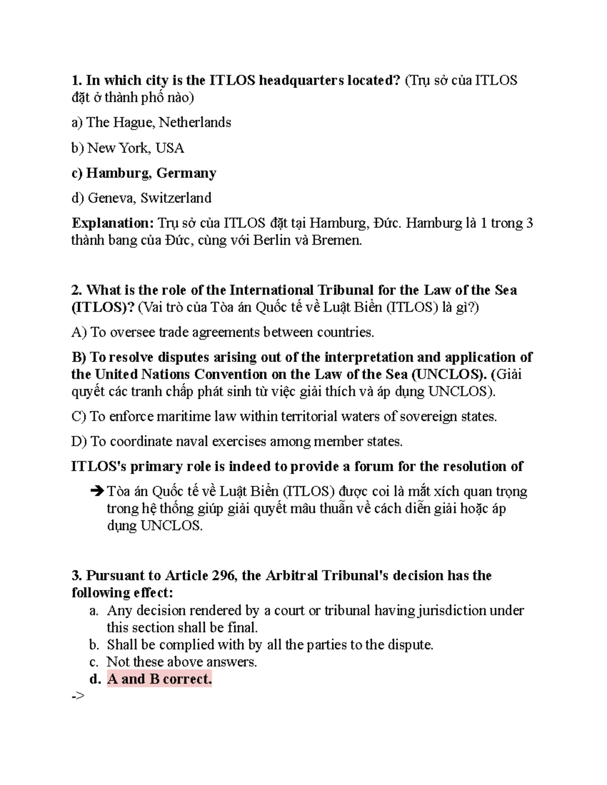 What is the role of the International Tribunal for the Law of the Sea ...