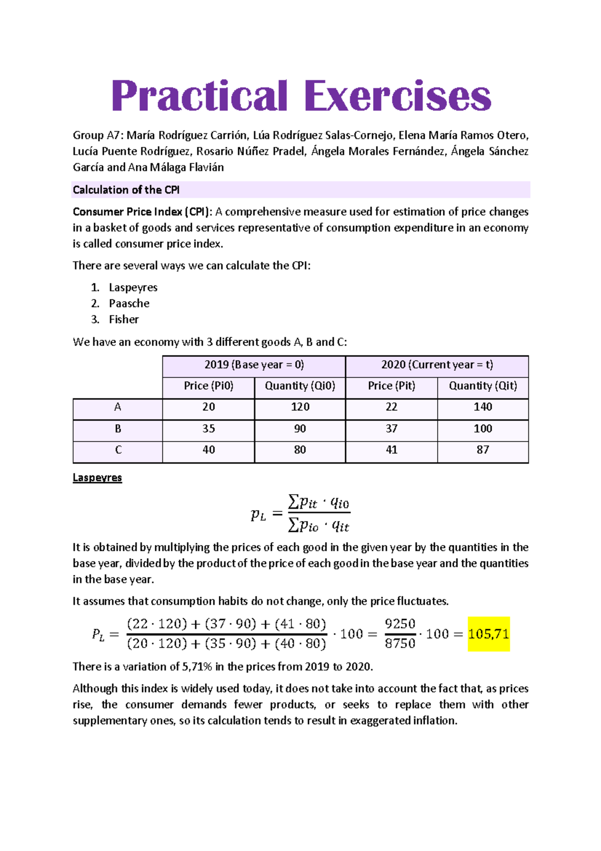 UNIT 5 Practical Exercises Economic Principles - Practical Exercises ...