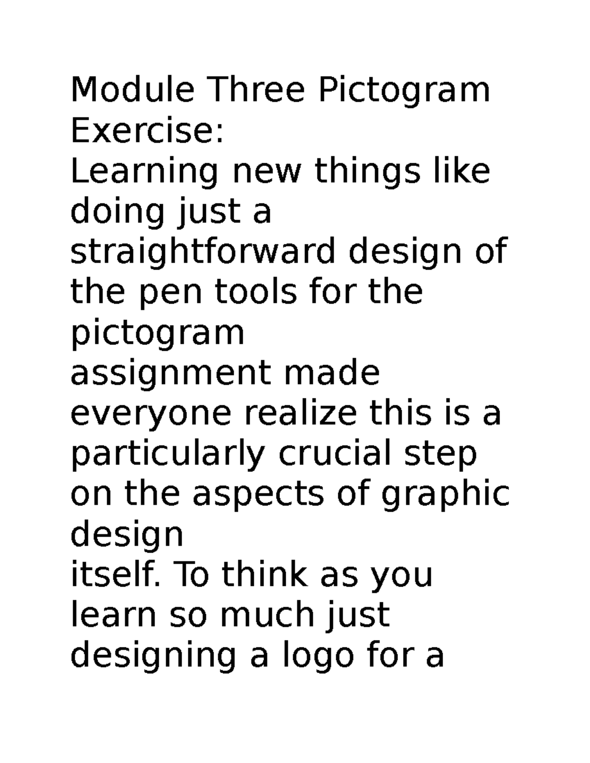 Pictogram Writing Assignment - Module Three Pictogram Exercise ...