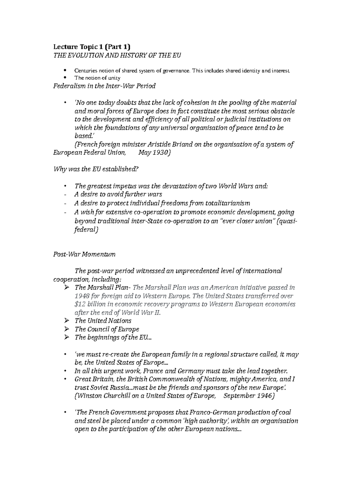 Lecture Topic 1 - notes - Lecture Topic 1 (Part 1) THE EVOLUTION AND ...