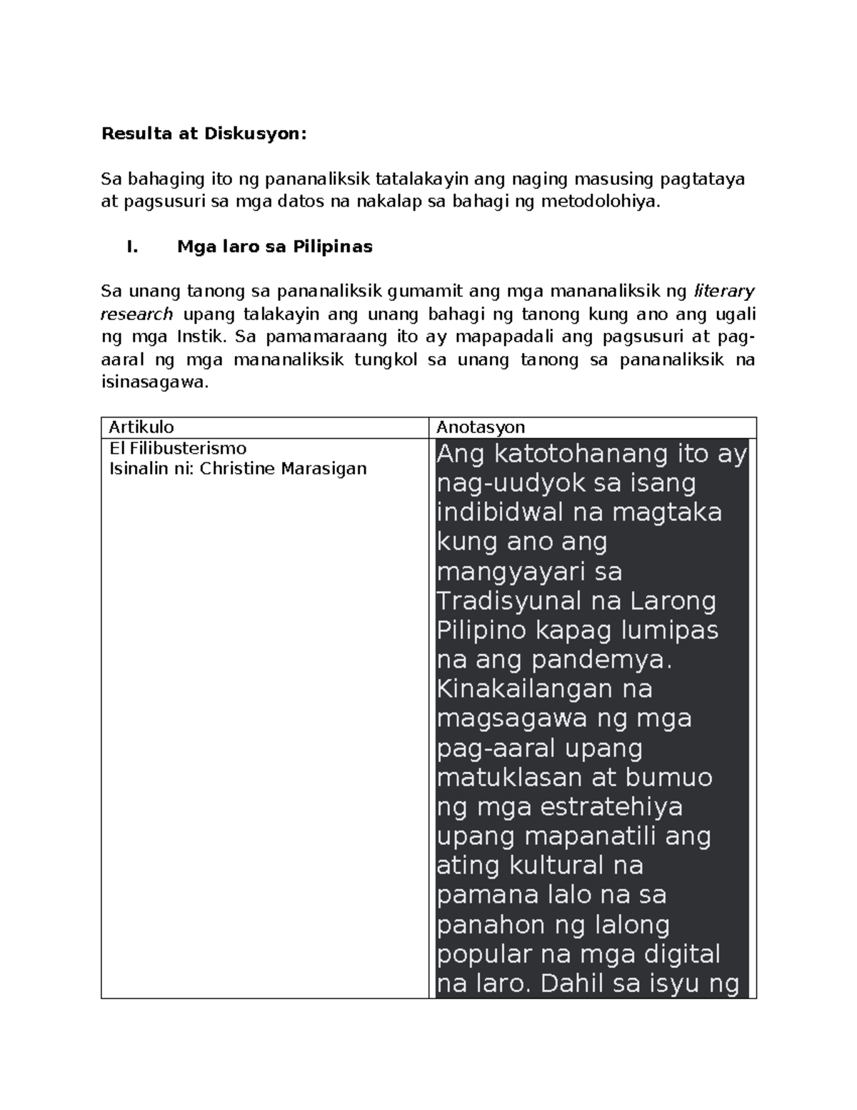 Pestaño panayam 16 10 - .... - Resulta at Diskusyon: Sa bahaging ito ng ...