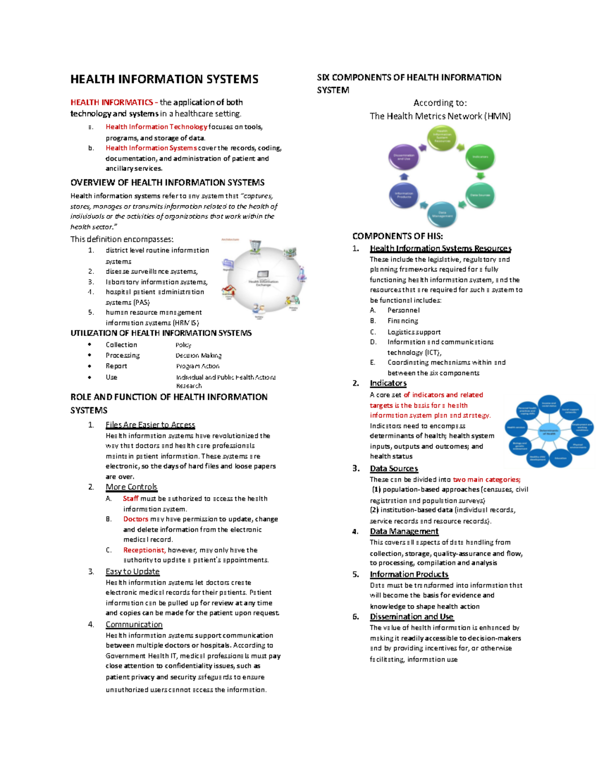 (W1) Health Information Systems - HEALTH INFORMATION SYSTEMS HEALTH ...