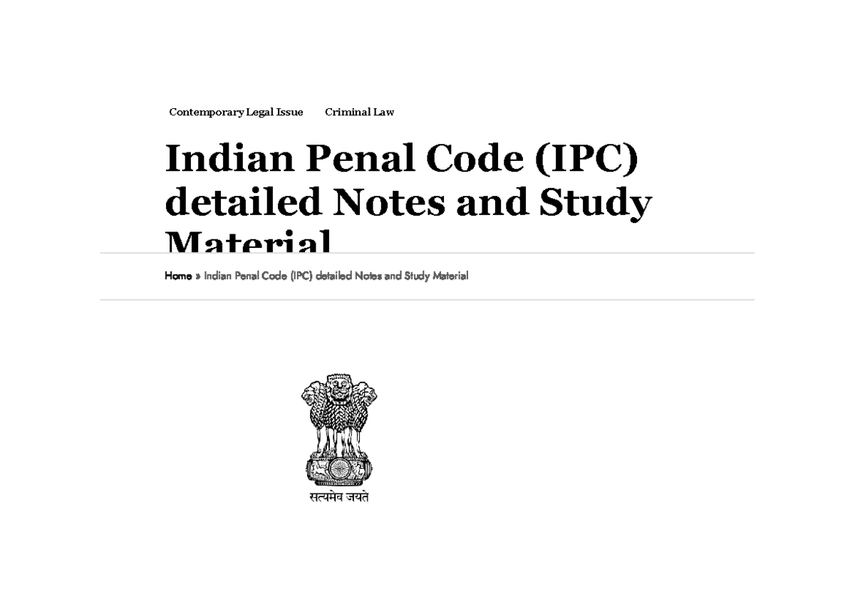 Indian Penal Code IPC Detailed Notes And Study Material Lex Forti