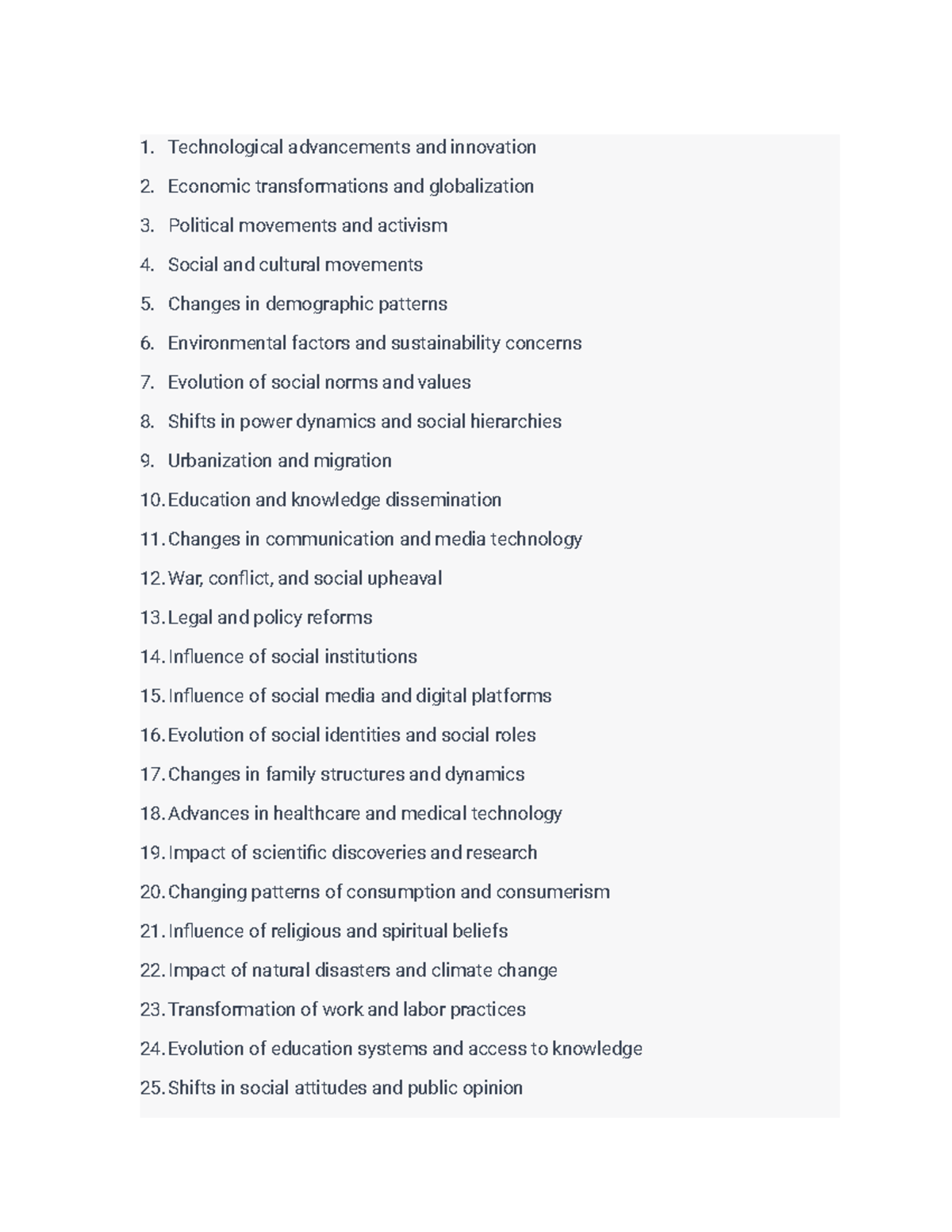 Causes and consequences of social change Notes - Technological ...