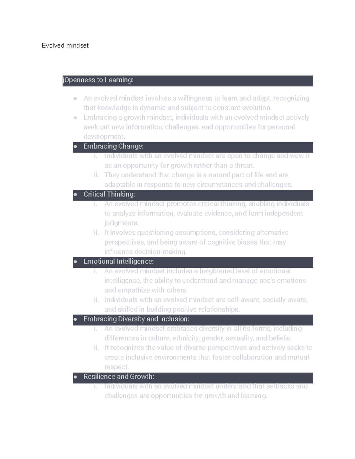 Untitled document - states of evolving of the mind - Evolved mindset ...