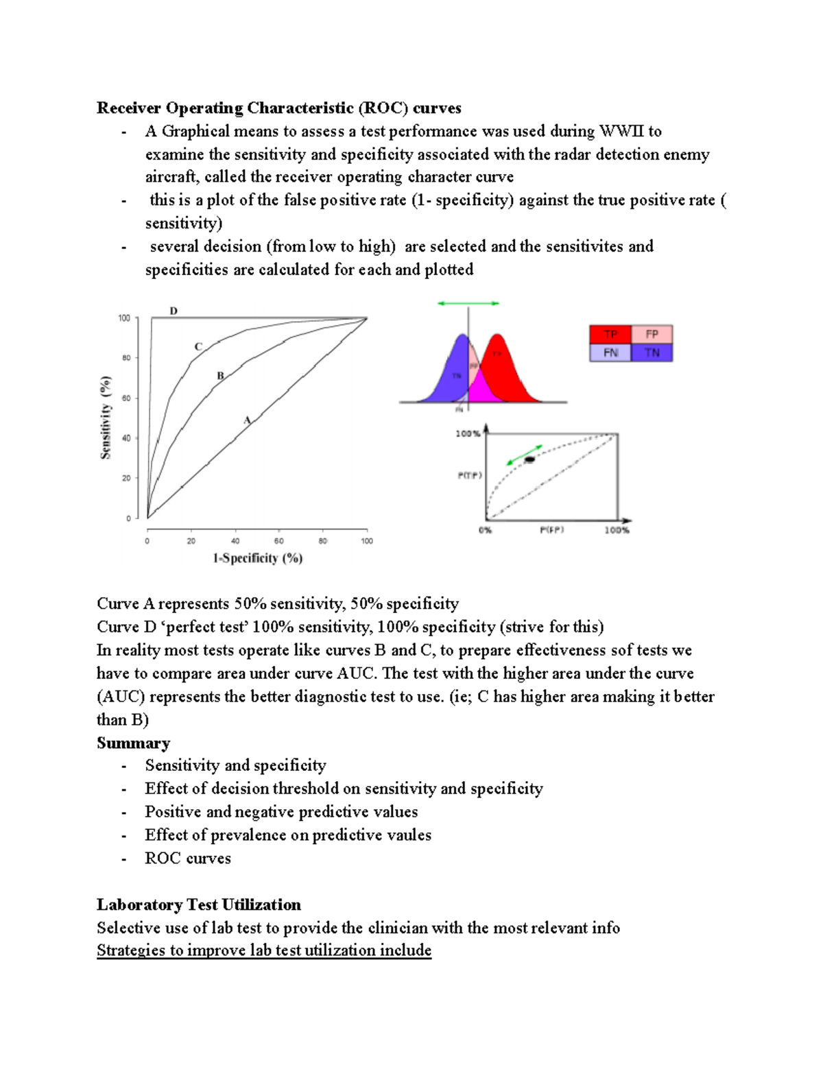 Part 2 intro to lab medicine- ROC curves and lab test utilization ...