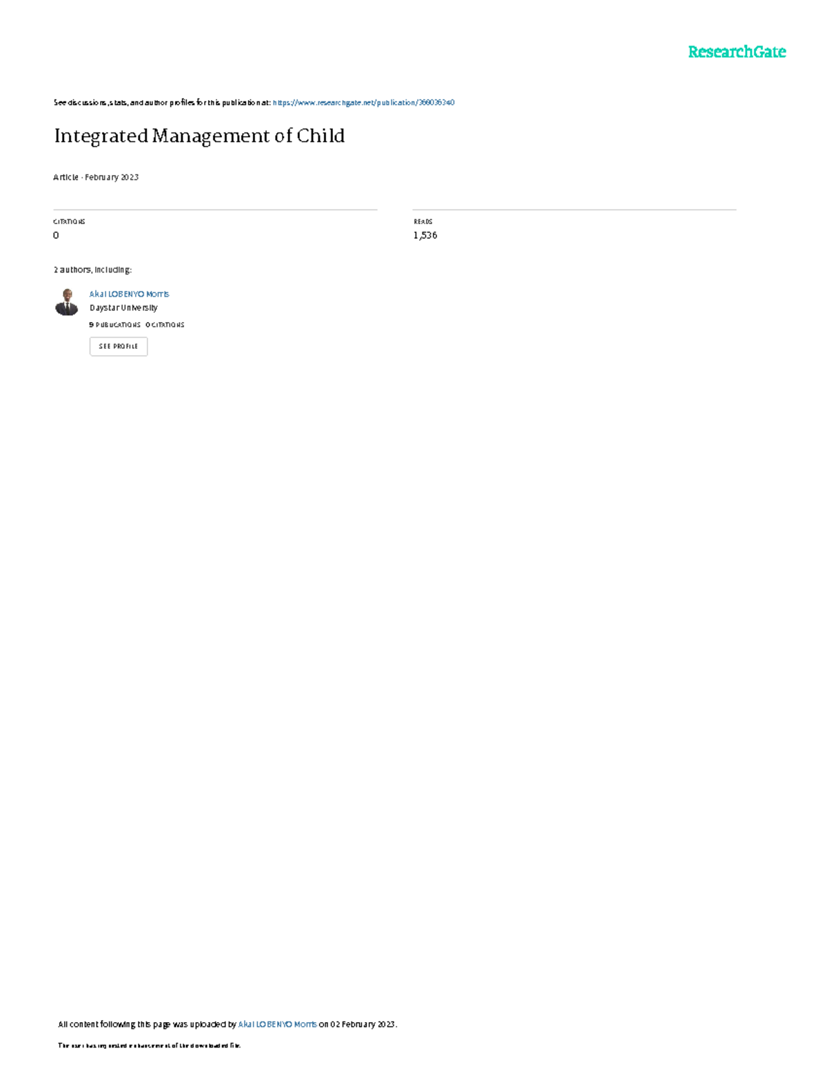Integrated Managementof Child - See discussions, stats, and author ...