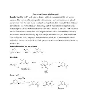 Lab 2 - Conversion of Carvone to Carvacrol - University of Georgia ...