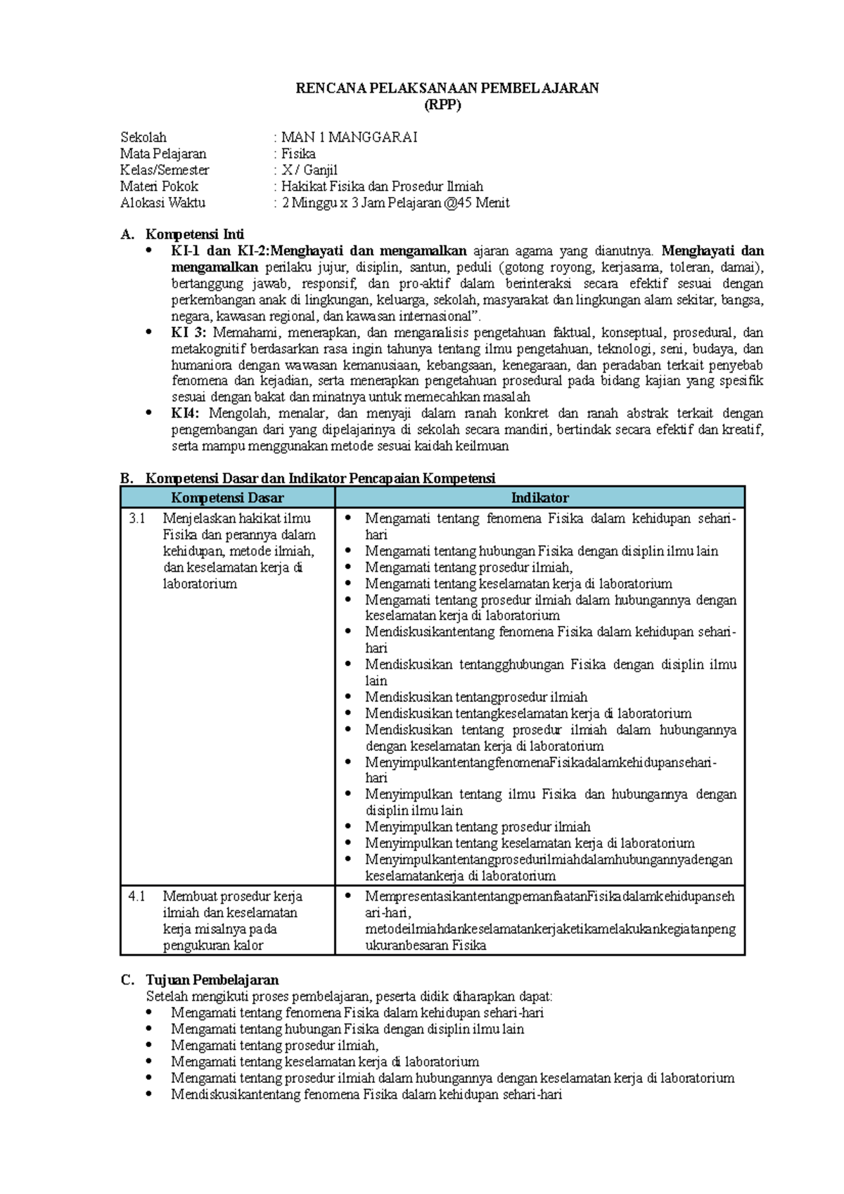 12. RPP 1 - merdeka - RENCANA PELAKSANAAN PEMBELAJARAN (RPP) Sekolah ...