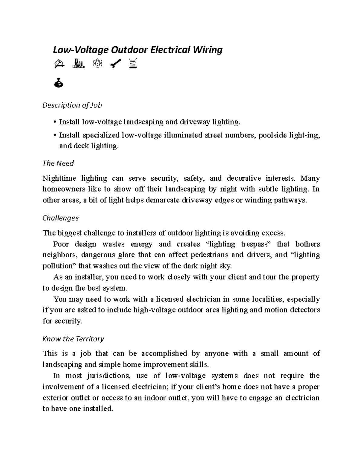 Low - lecture notes on Low - Low-Voltage Outdoor Electrical Wiring ...