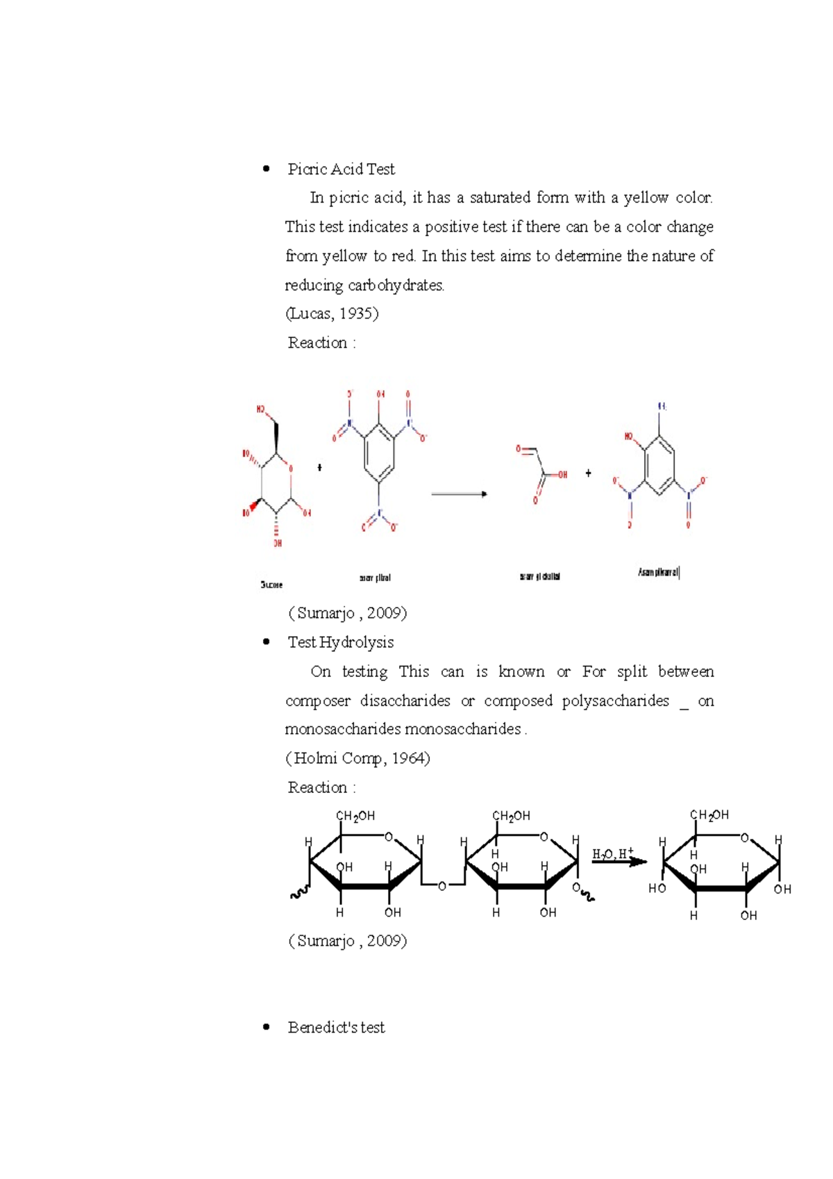 Test Hydrolysis - Picric Acid Test In picric acid, it has a saturated ...