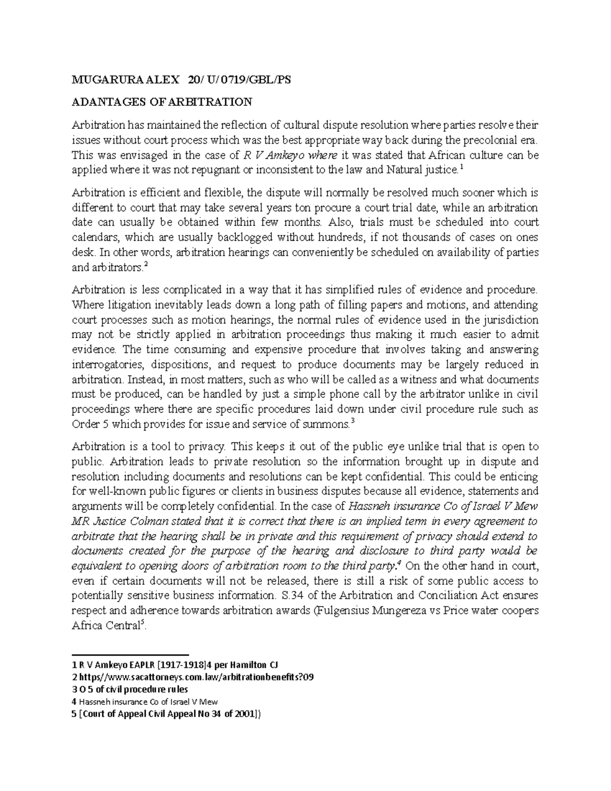 ADR CW - Course work of ADR about its evolution in uganda - MUGARURA ...