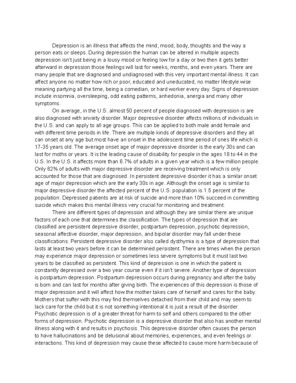 Psych Depression - Depression is an illness that affects the mind, mood ...