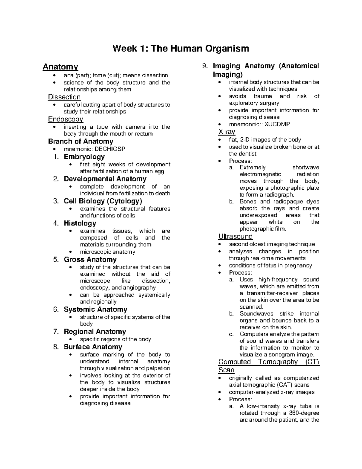 Introduction to Anatomy and Physiology - Week 1: The Human Organism ...