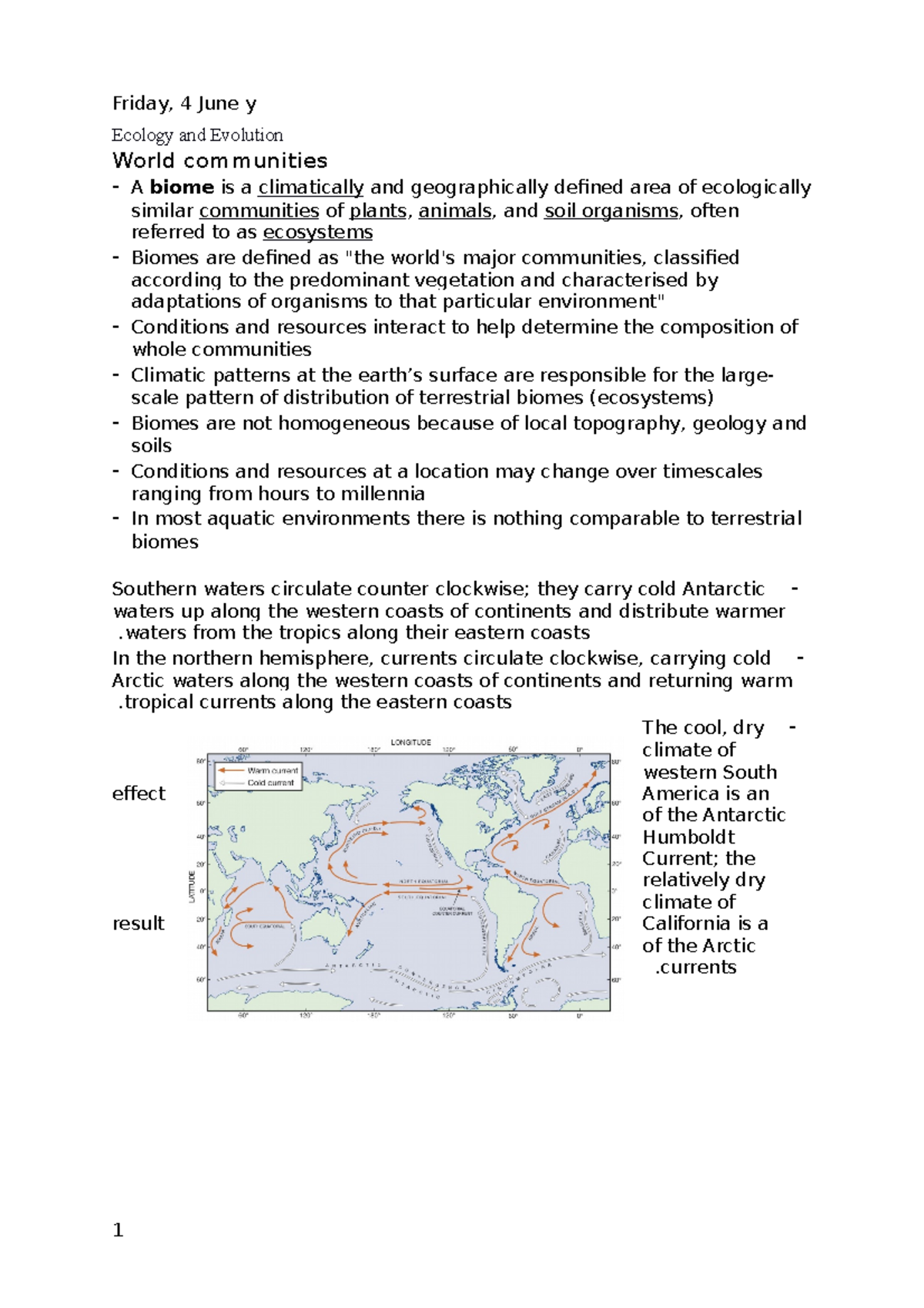 Communities Lecture 1 - Friday, 4 June y Ecology and Evolution World ...