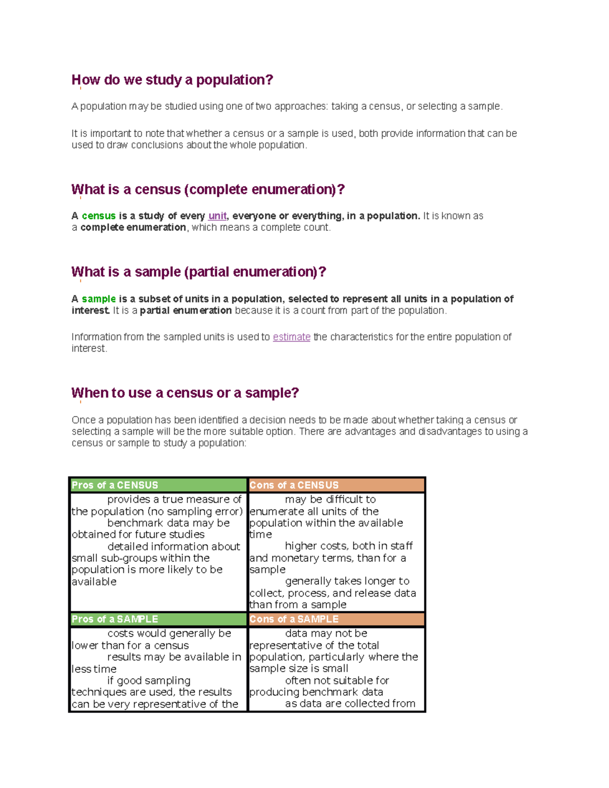 Census and Sampling Techniques - How do we study a population? A ...
