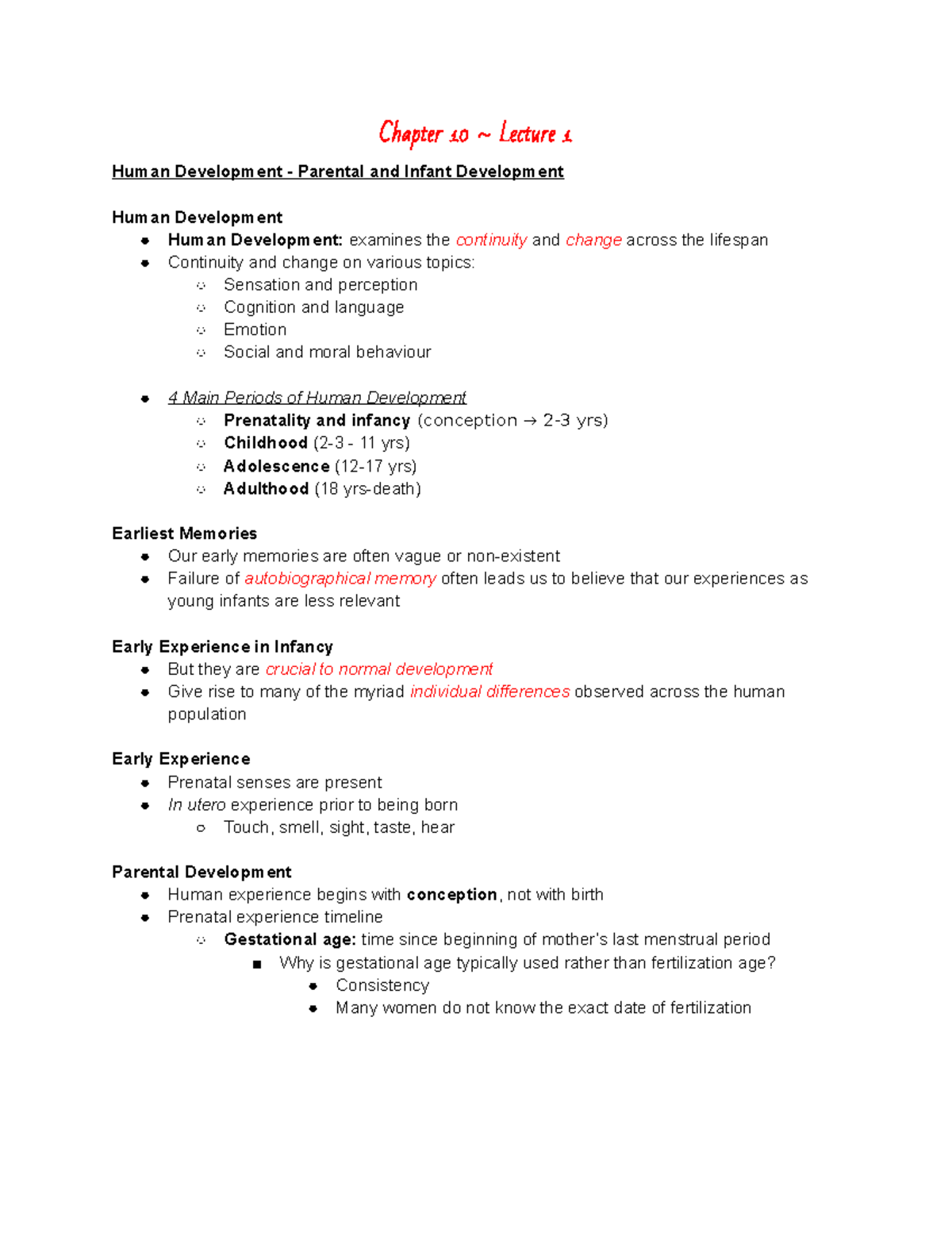 2) ch 10 - lec 1,2,3,4 - Chapter 10 ~ Lecture 1 Human Development ...