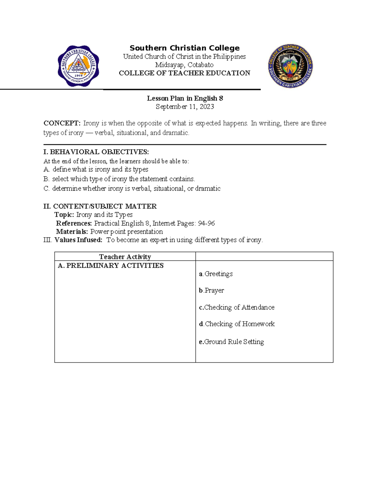 Final-output-of-lesson-plan 2 - Southern Christian College United ...