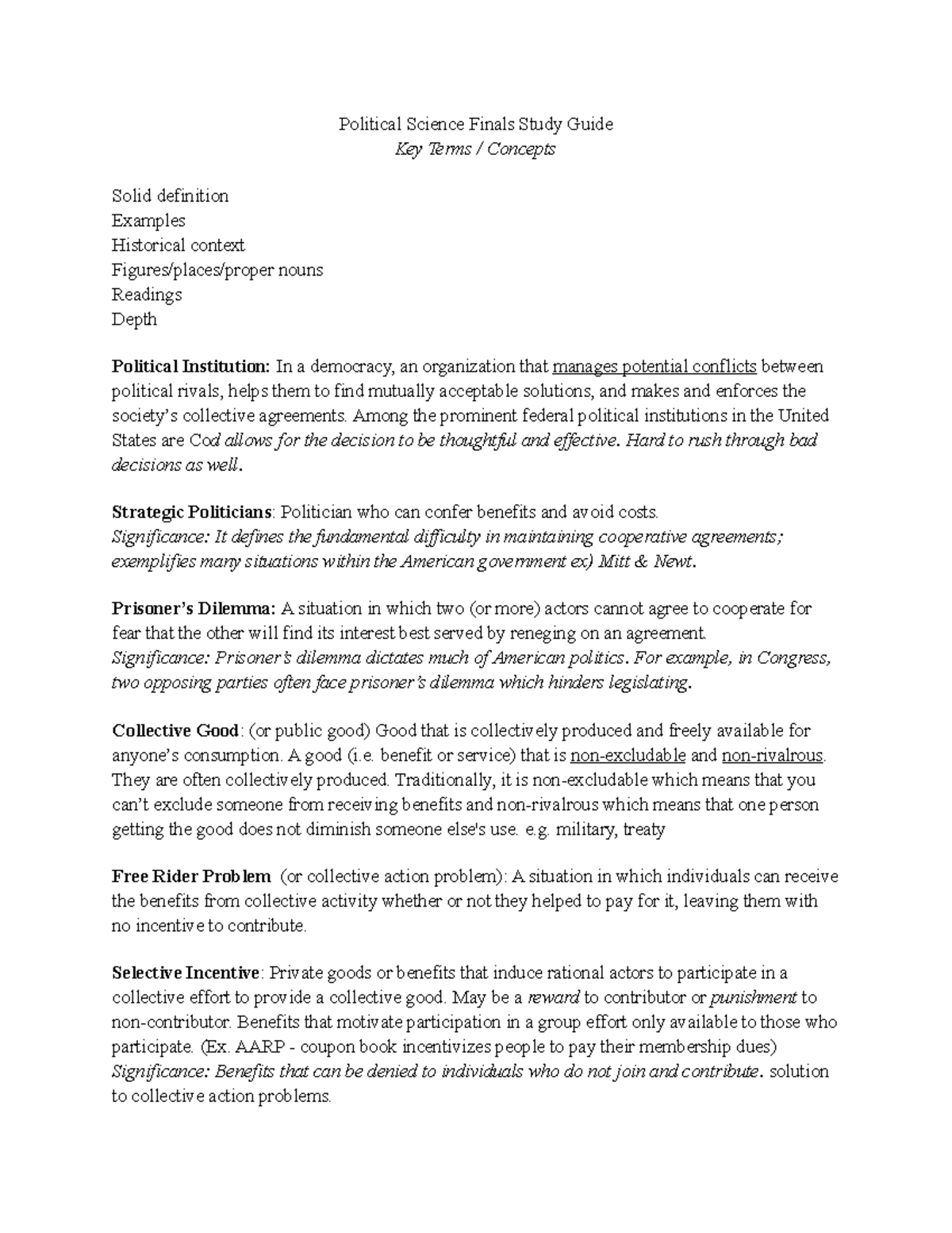 Lecture Notes, Lecture All - Final Study Guide - Political Science ...