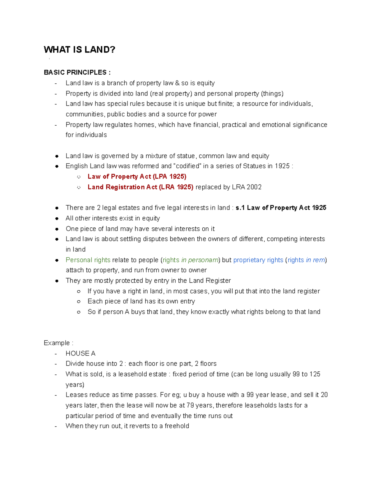 3 (1) What is Land - land law notes on chapter 1 - WHAT IS LAND? BASIC ...