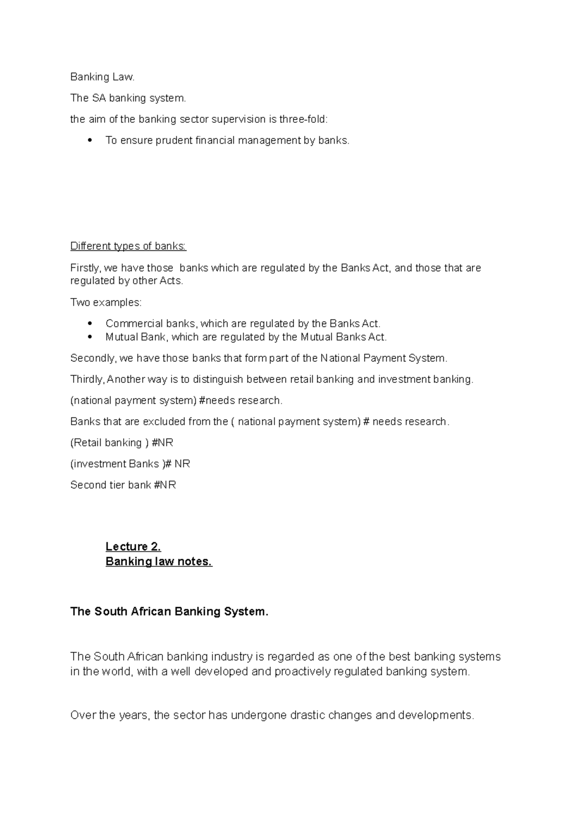 Banking law notes and case laws. this consists of detailed principles ...