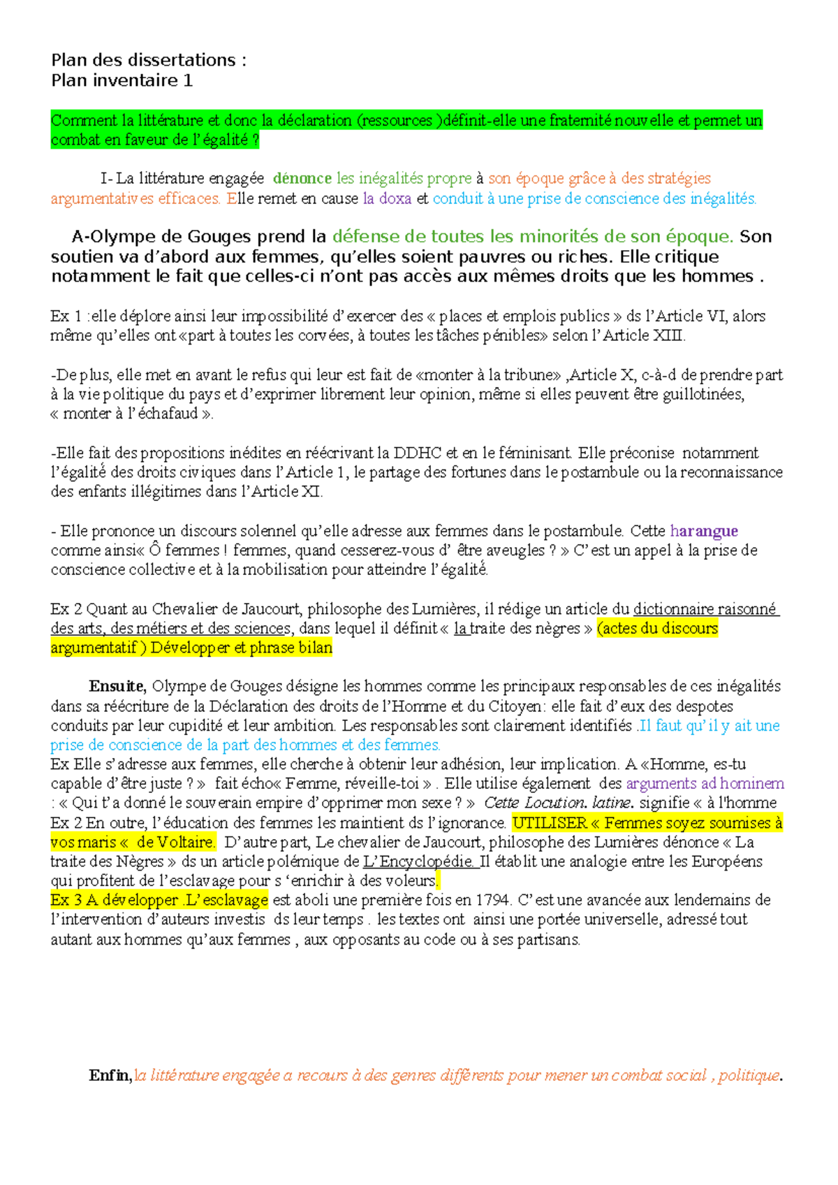 Plan des dissertations odg et manon - Plan des dissertations : Plan ...