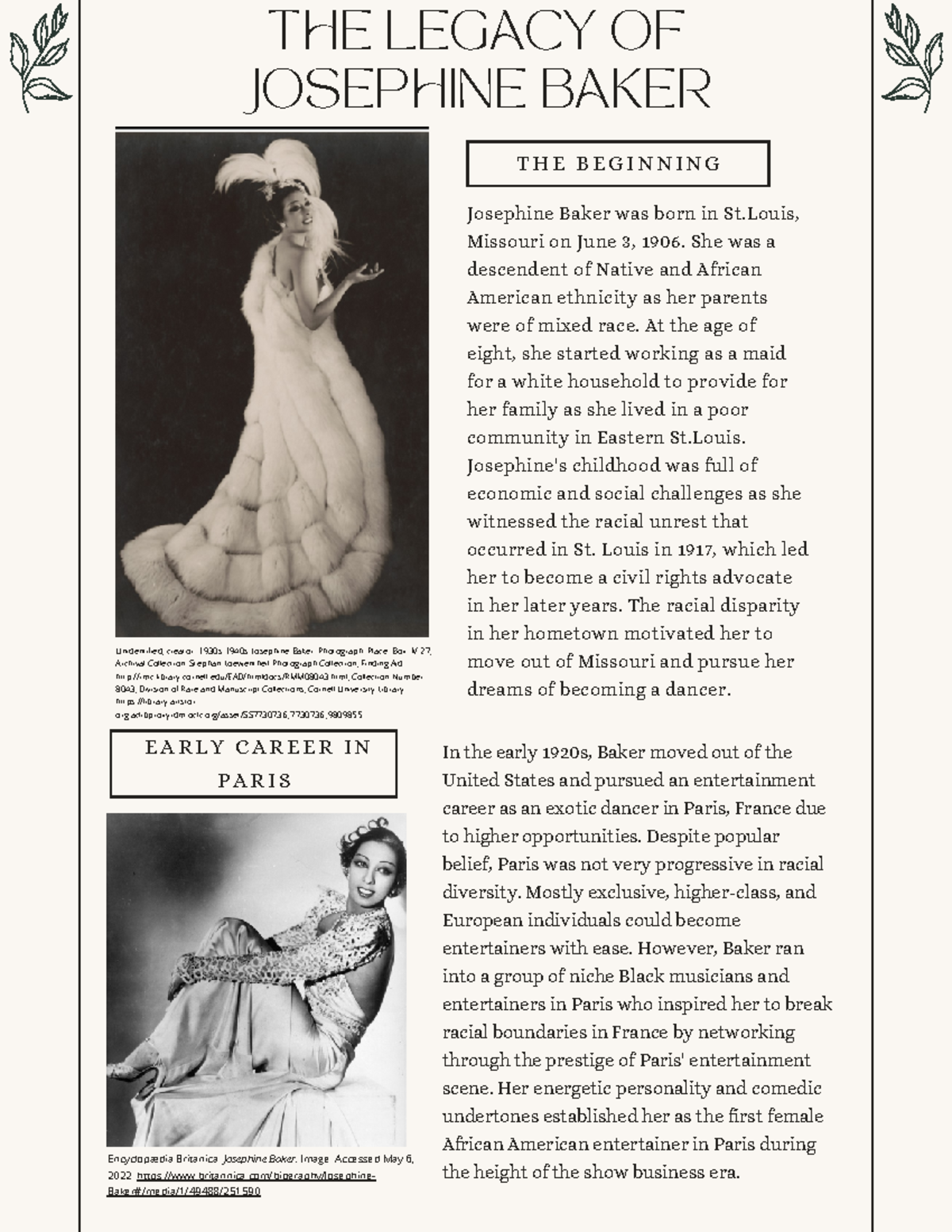 The Legacy of Josephine Baker - THE LEGACY OF JOSEPHINE BAKER Josephine ...