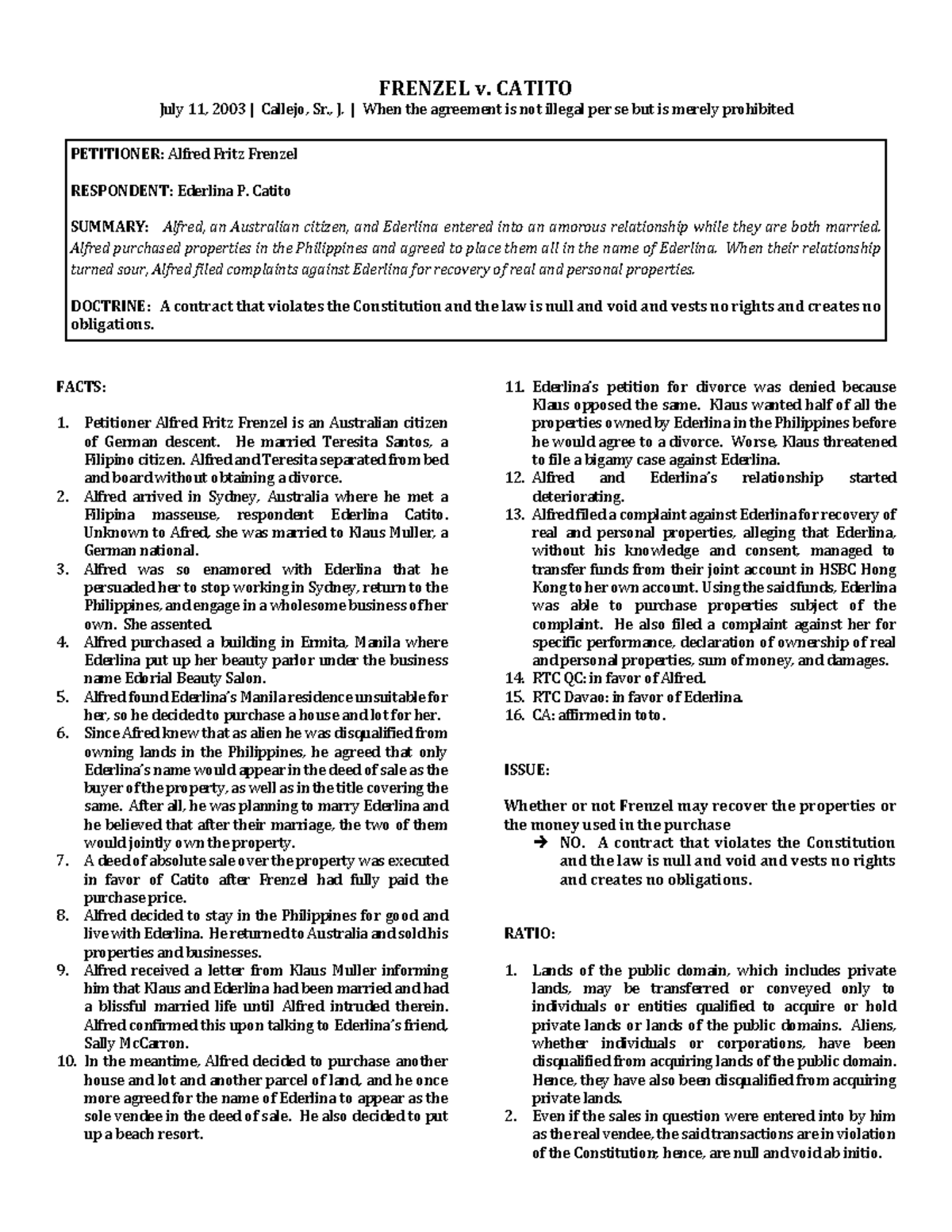 313136713 Frenzel v Catito Digest - FRENZEL v. CATITO July 11, 2003 ...