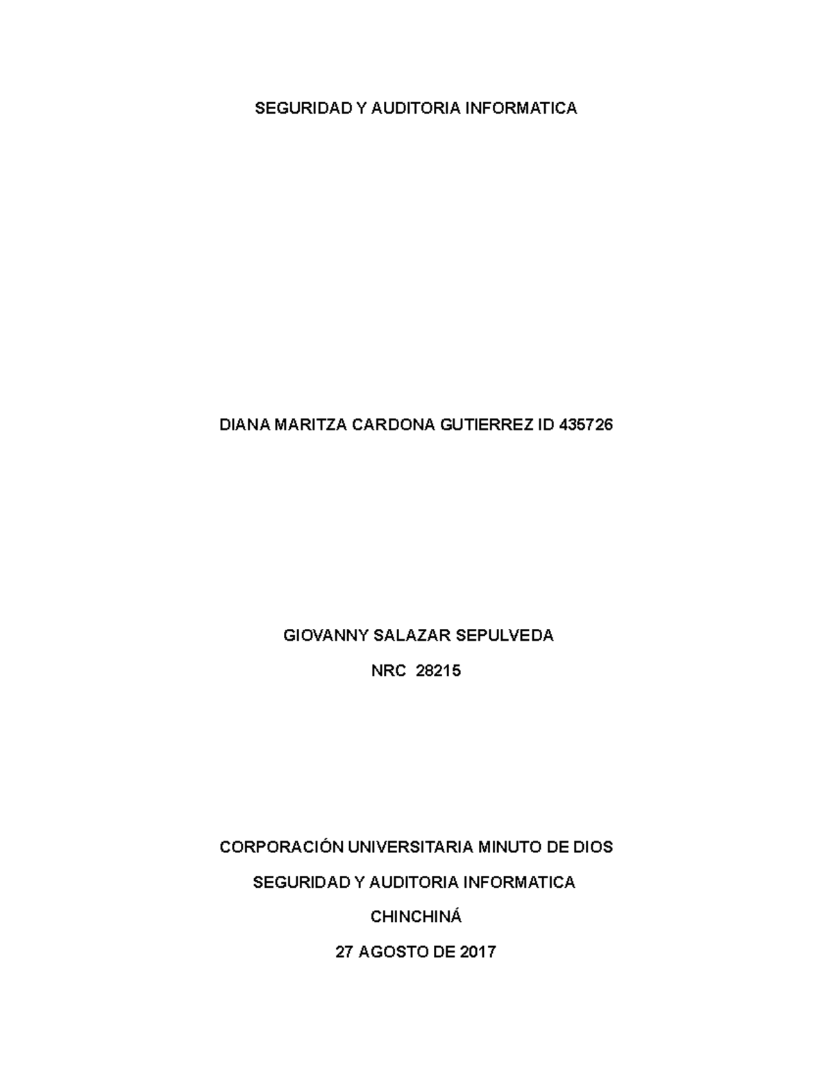 Informe DE Auditoria de sistemas para una empresa - SEGURIDAD Y ...