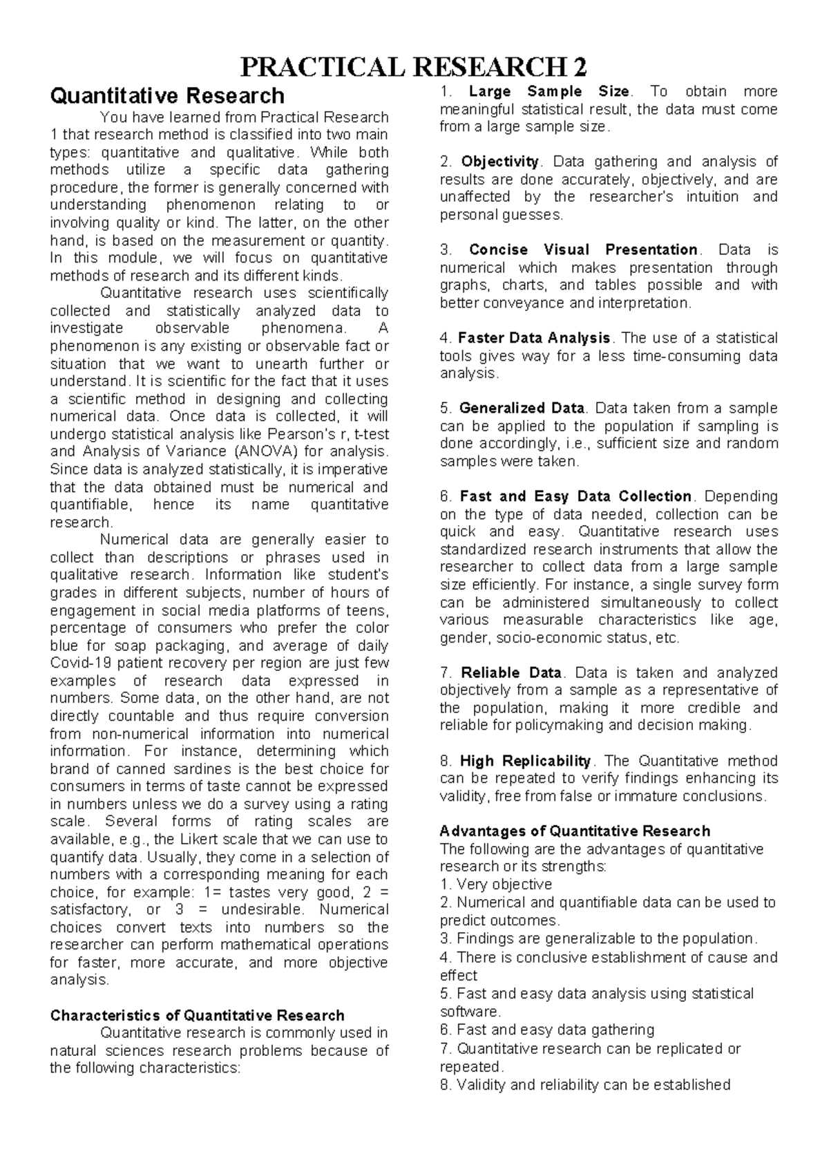 Practical Research 2 - PRACTICAL RESEARCH 2 Quantitative Research You ...
