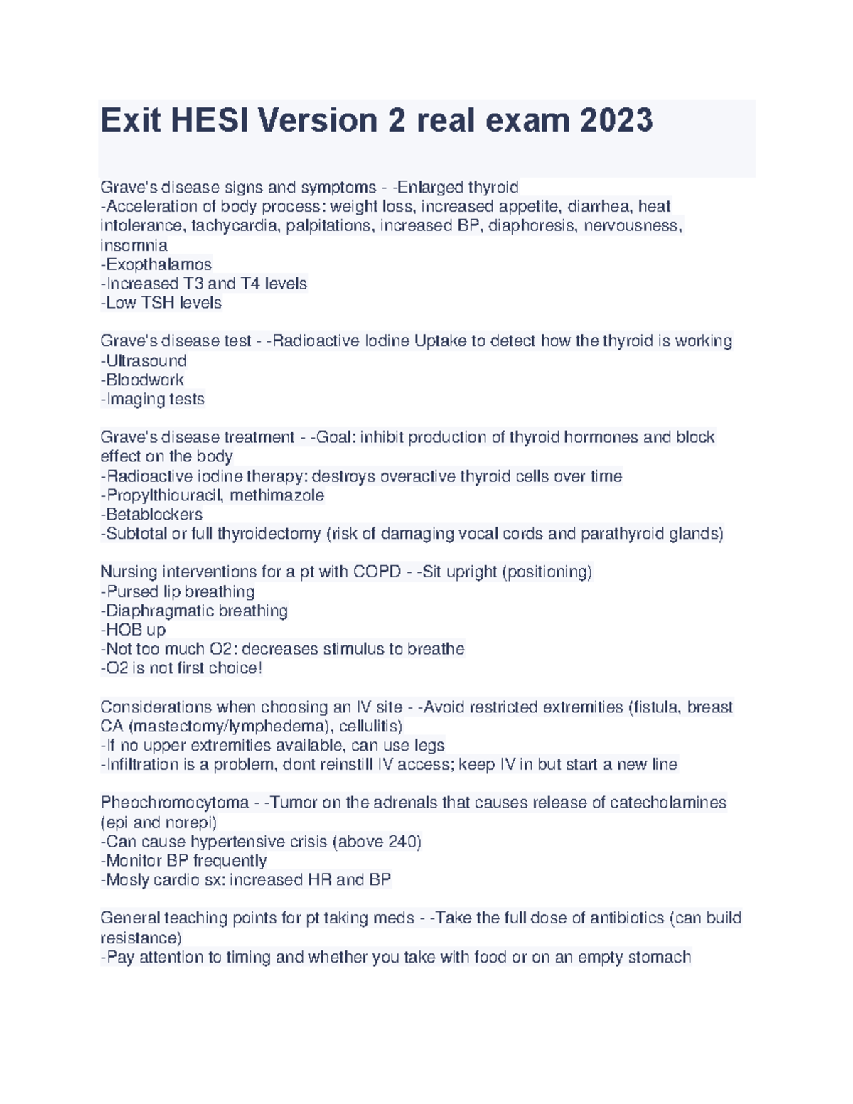 Exit HESI Version 2 real exam 2023 - Exit HESI Version 2 real exam 2023 ...