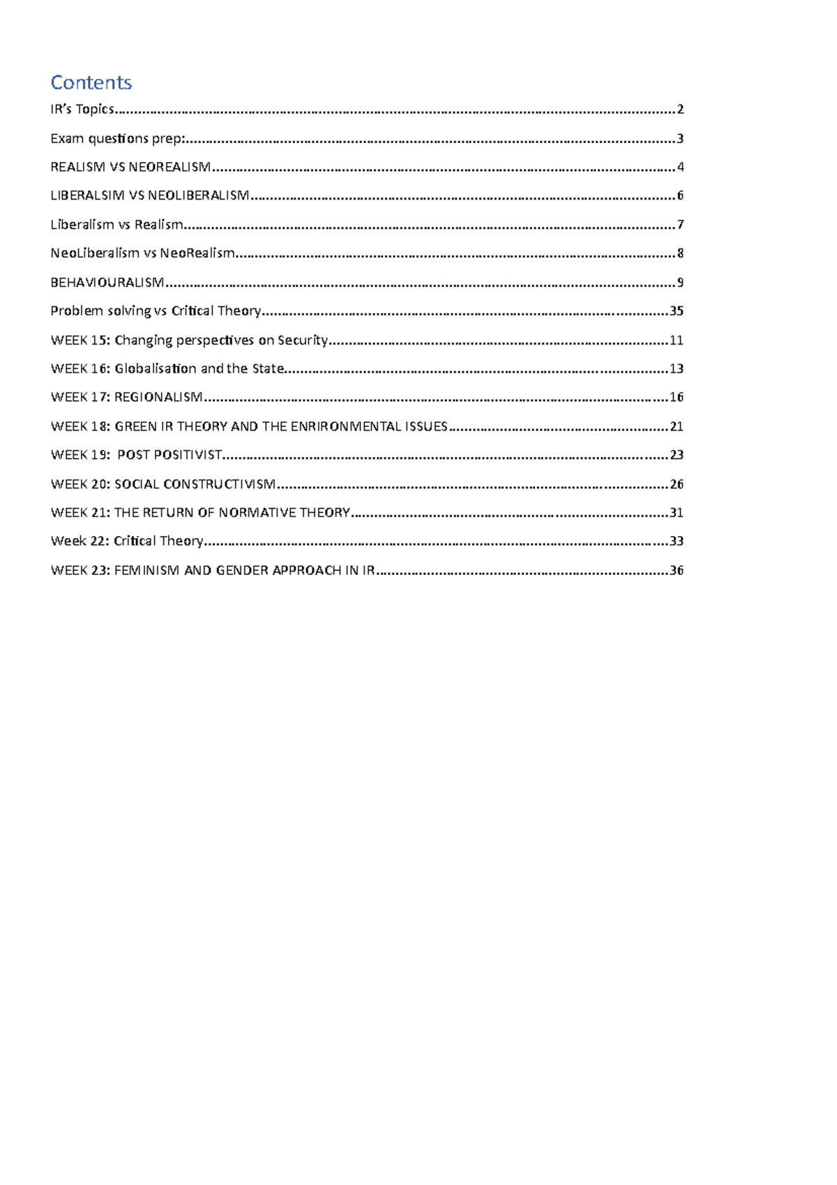 Exam Preparation - Contents IR’s - Studocu