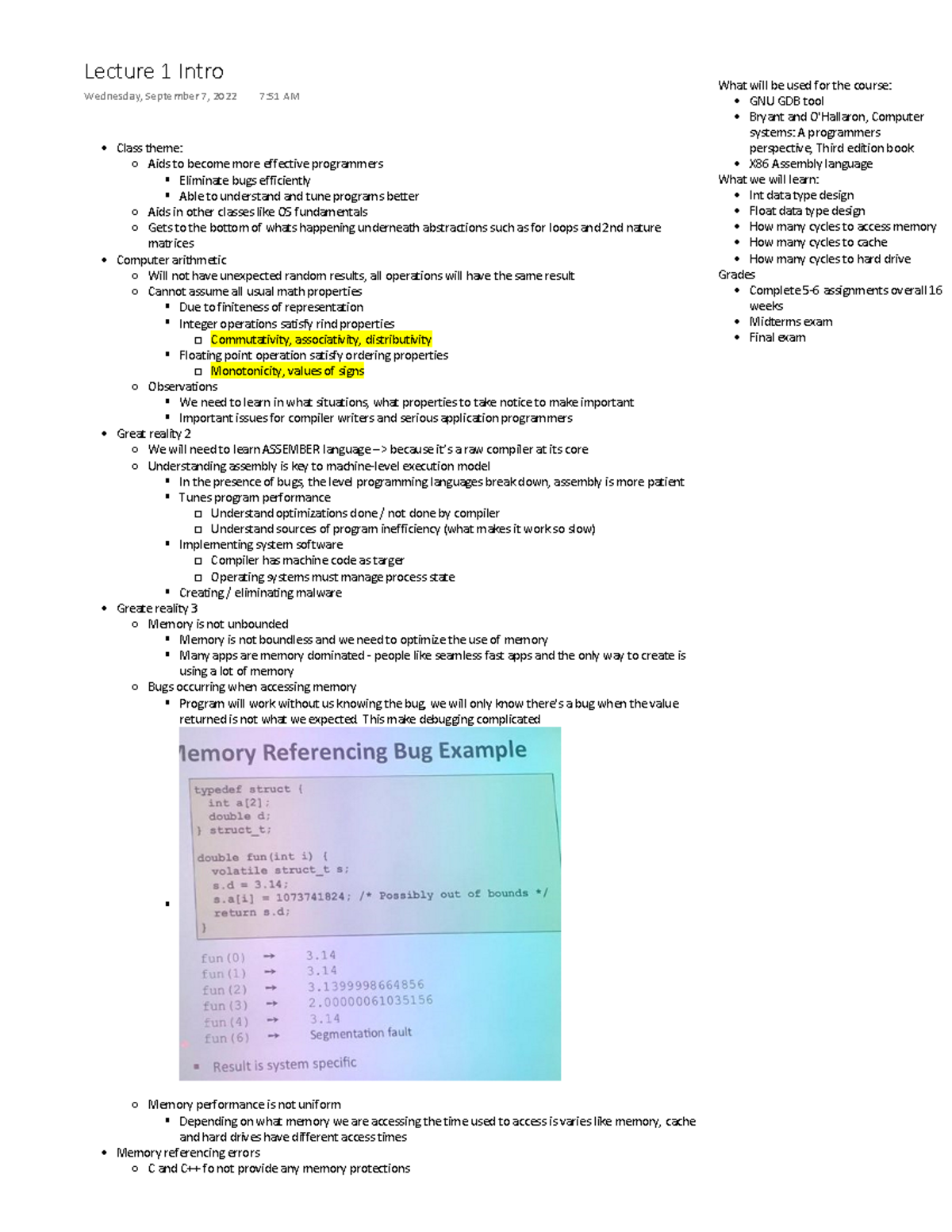 Comp Systems Lecture 1 Class Theme Aids To Become More Effective Programmers Eliminate Bugs