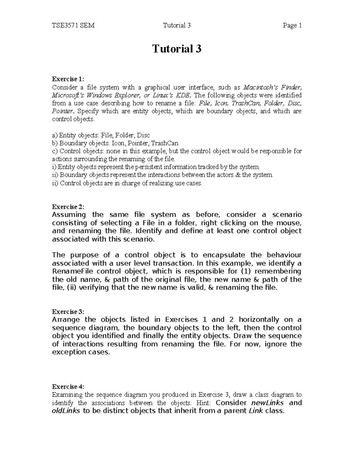 Tut03 - TSE3571 SEM Tutorial 3 Page 1 Tutorial 3 Exercise 1: Consider a file system with a ...
