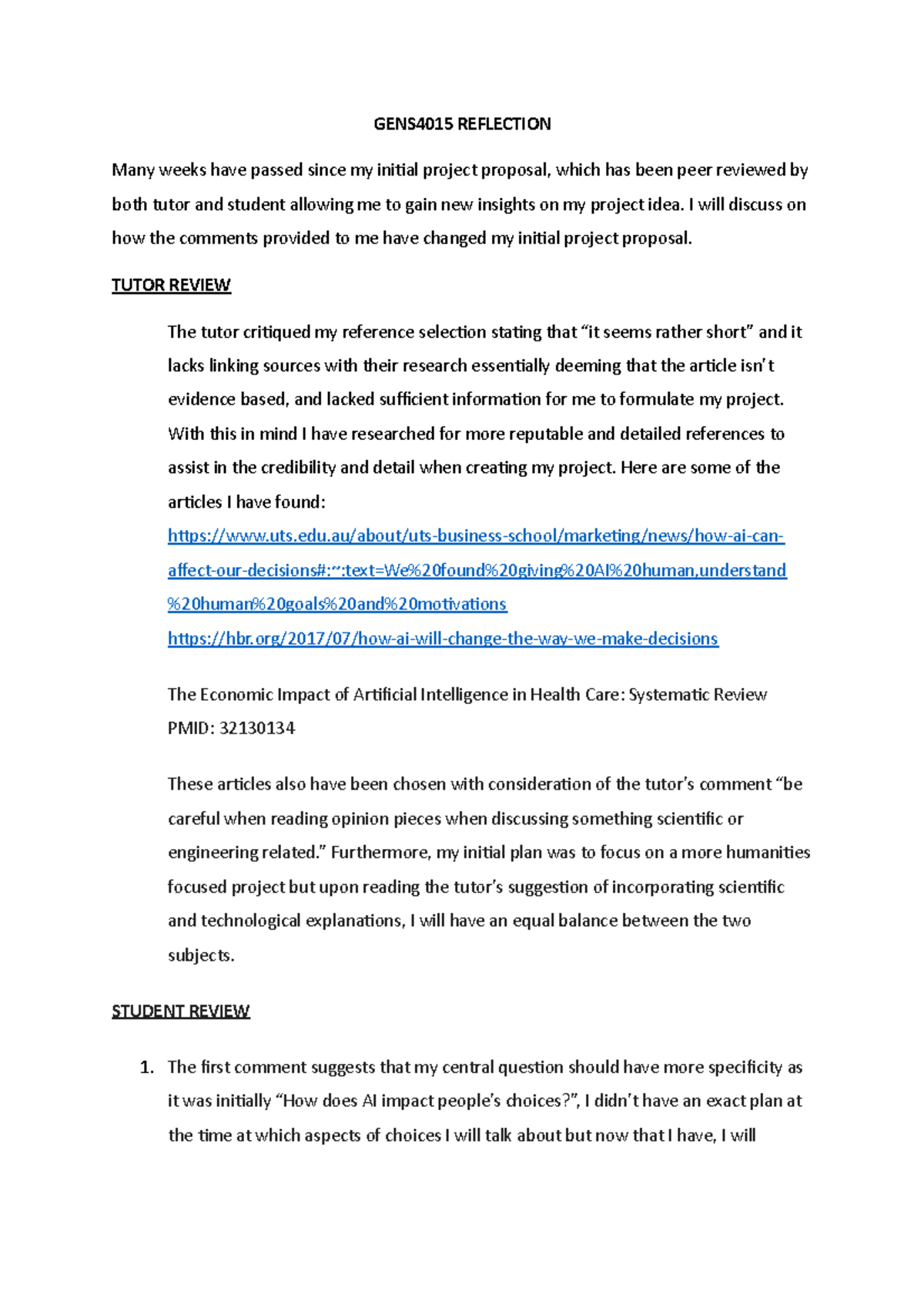 Gens4015 reflection - GENS4015 REFLECTION Many weeks have passed since ...