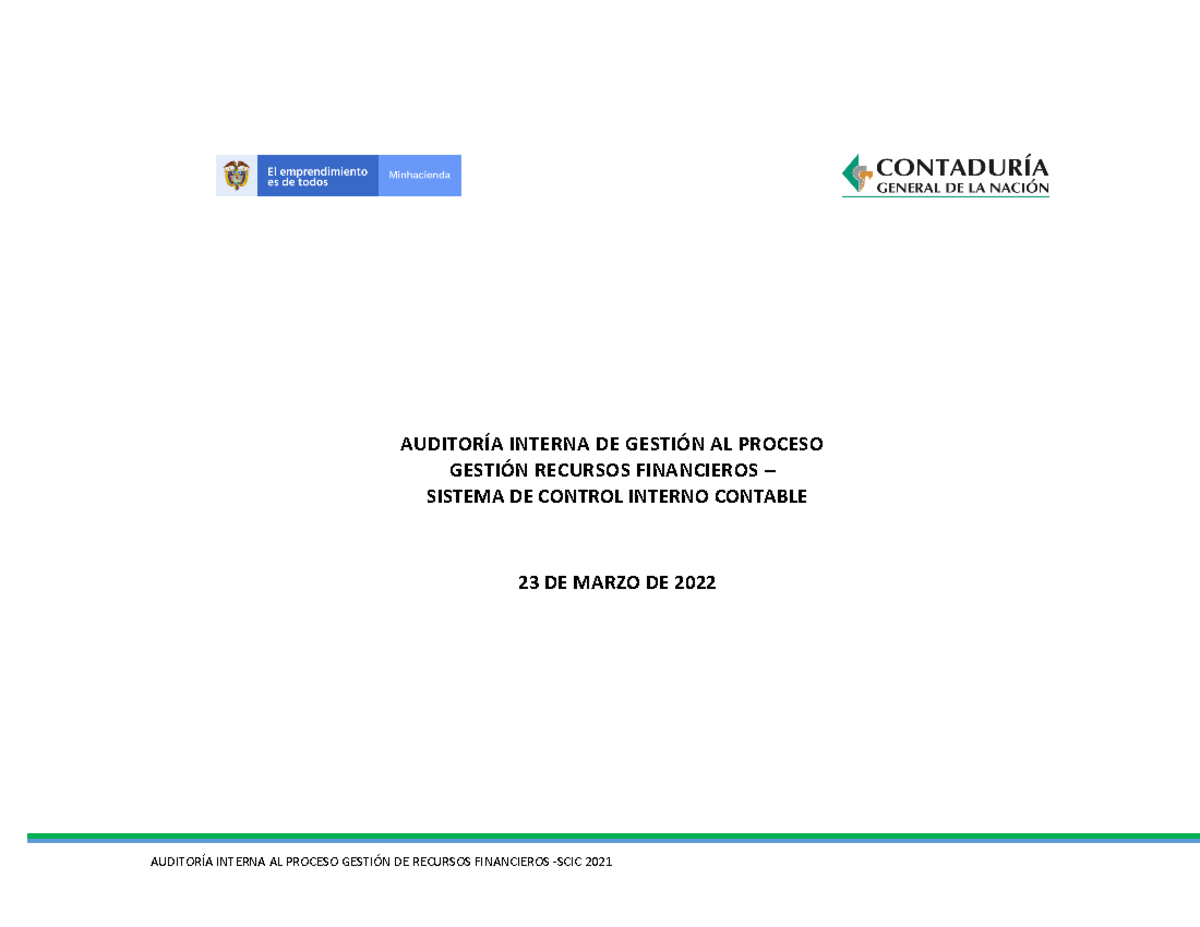 Auditoría interna de gestión al proceso Gestión de Recursos Financieros ...