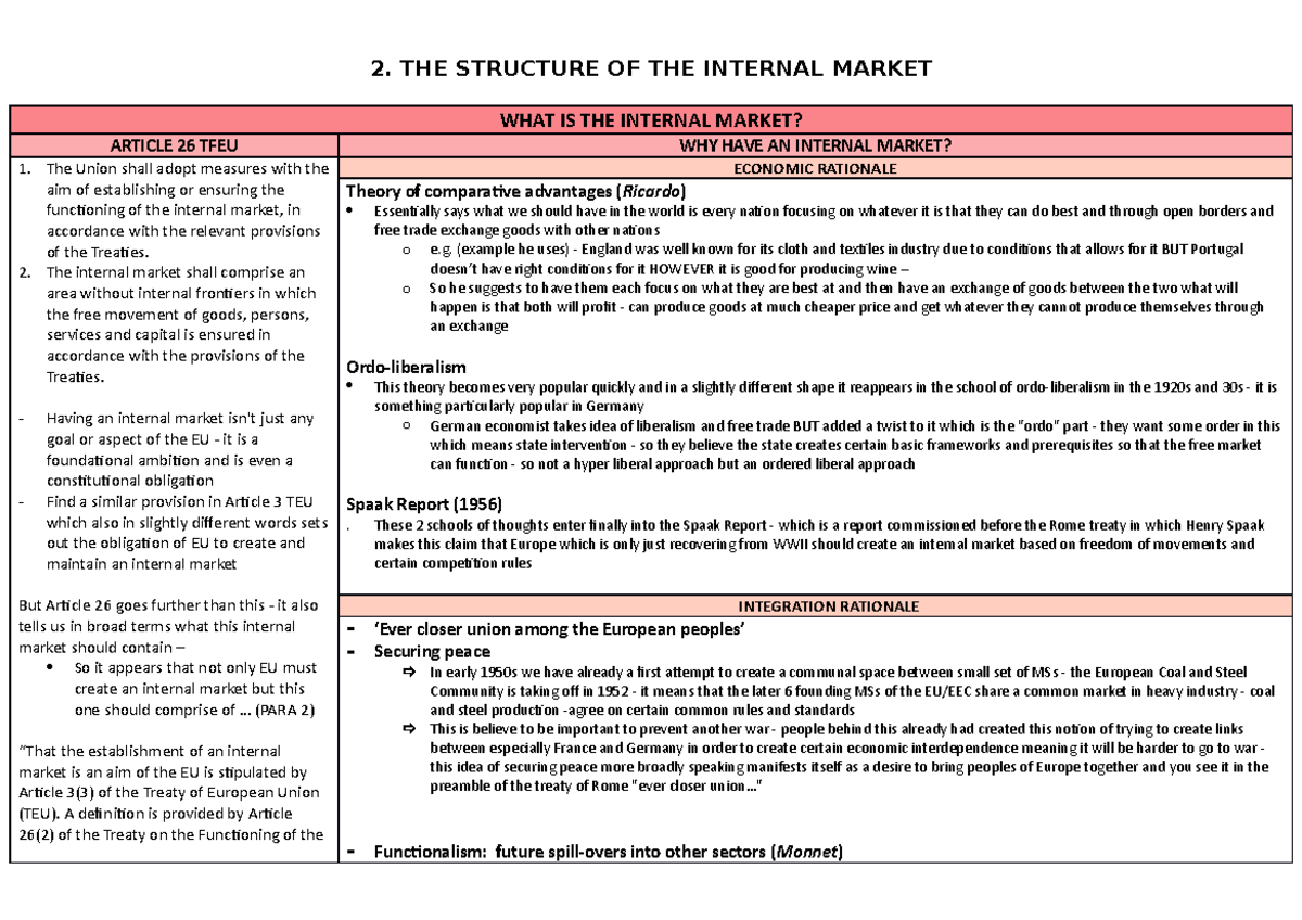 2. Structure OF Internal Market Summary studocu - 2. THE STRUCTURE OF ...